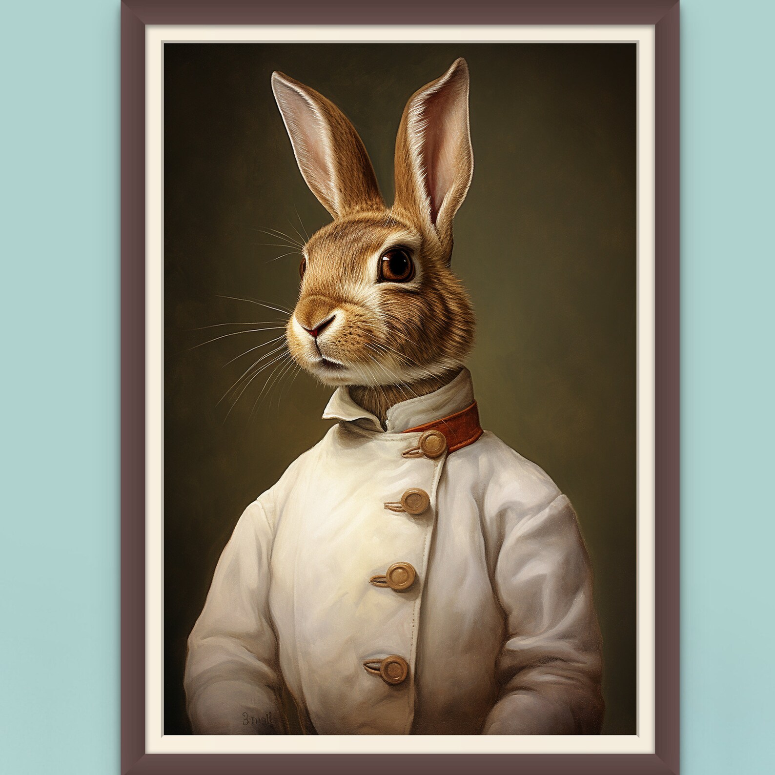 Rabbit Baker Portrait, Whimsical Bunny Art, Printable Kitchen Decor ...