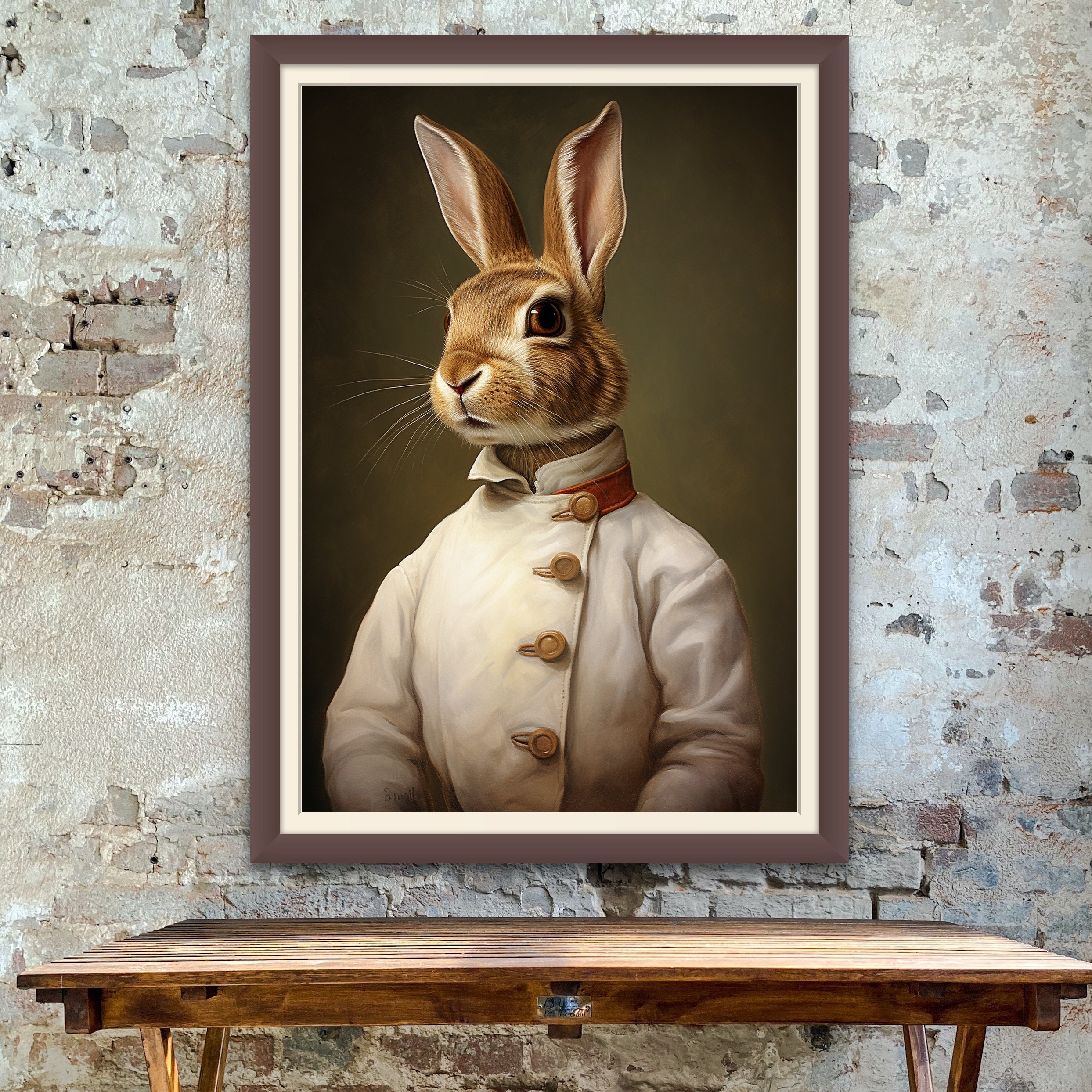 Rabbit Baker Portrait, Whimsical Bunny Art, Printable Kitchen Decor ...