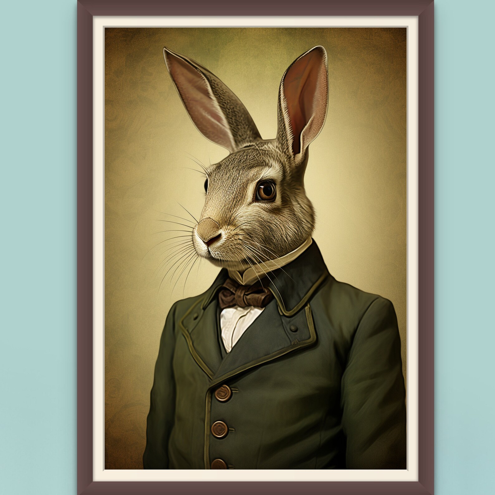 Rabbit Reporter Portrait, Vintage Bunny Art, Printable Newsroom Decor ...