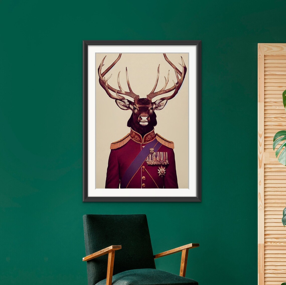 STAG Quirky Vintage Portrait Renaissance Animal Painting Altered Art ...