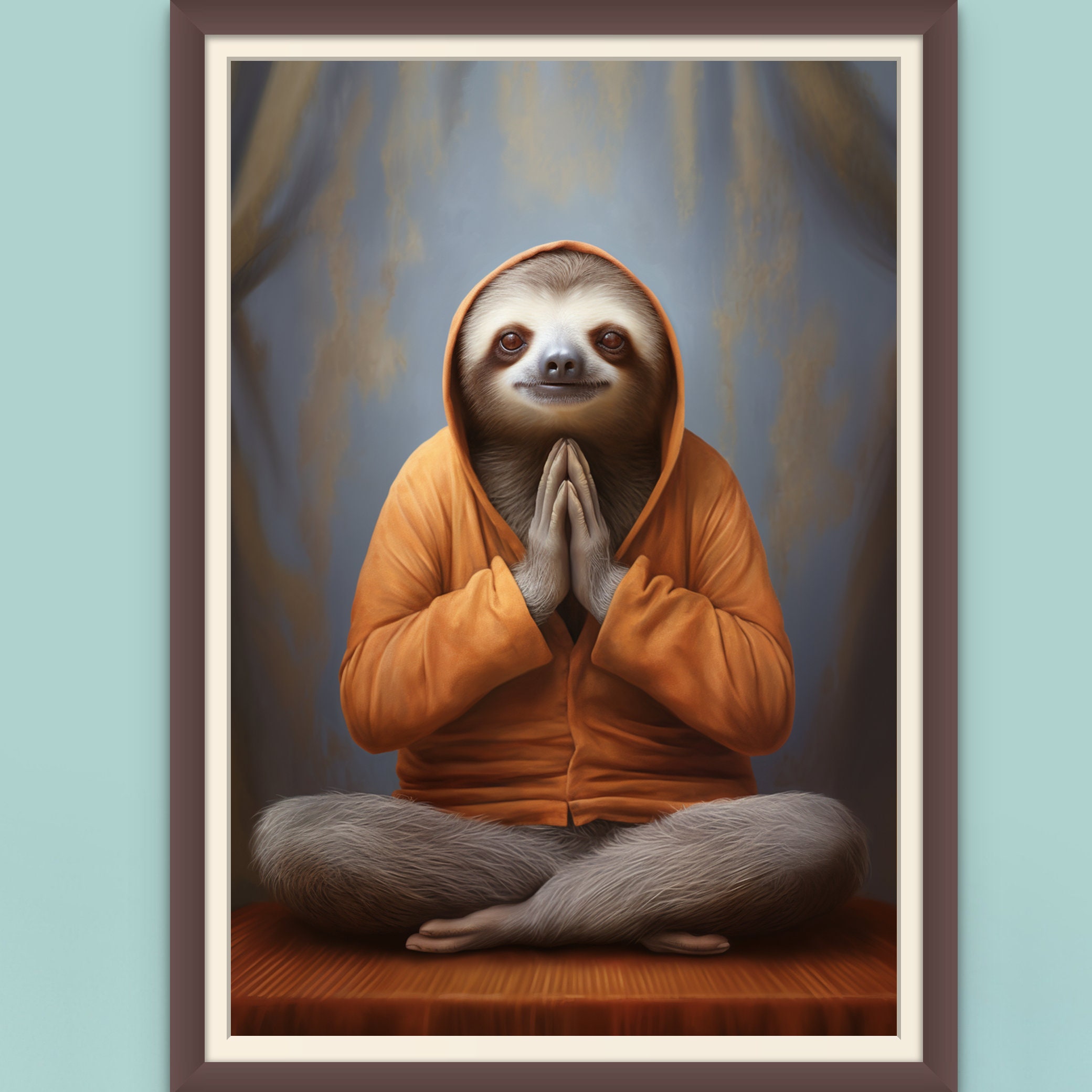 Meditating Sloth Portrait Zen Animal Art Printable Nature - Etsy