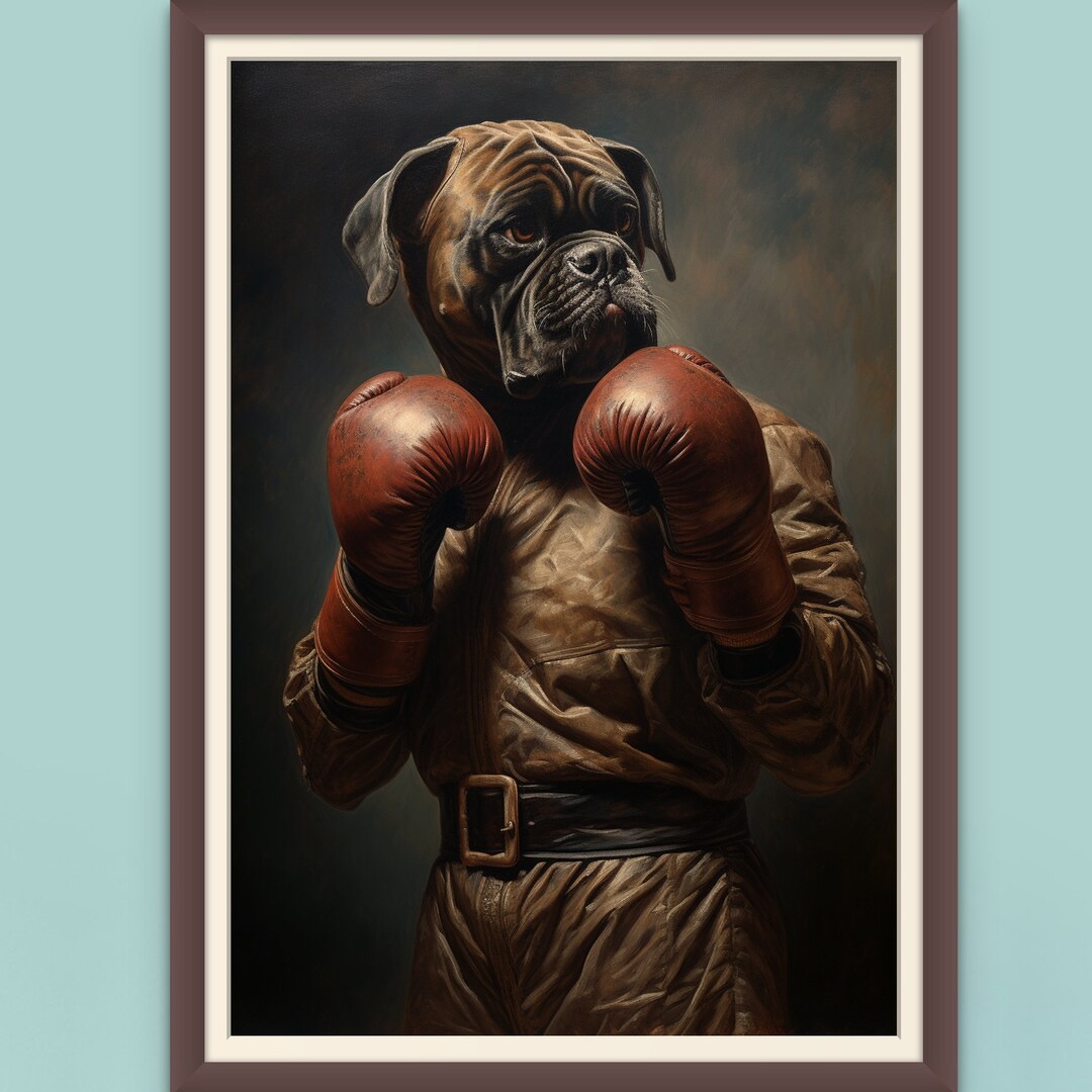 Boxing Dog Portrait: Punching Pup Art, Printable Animal Decor, Cool ...