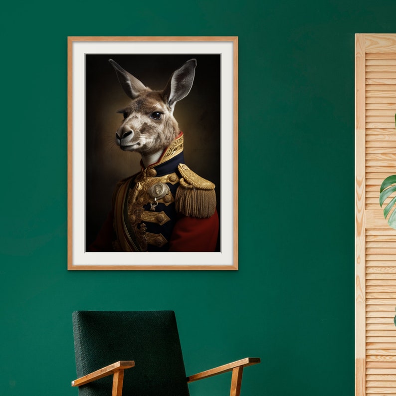 Royal Kangaroo Portrait, Regal Marsupial Art, Printable Aussie Decor ...