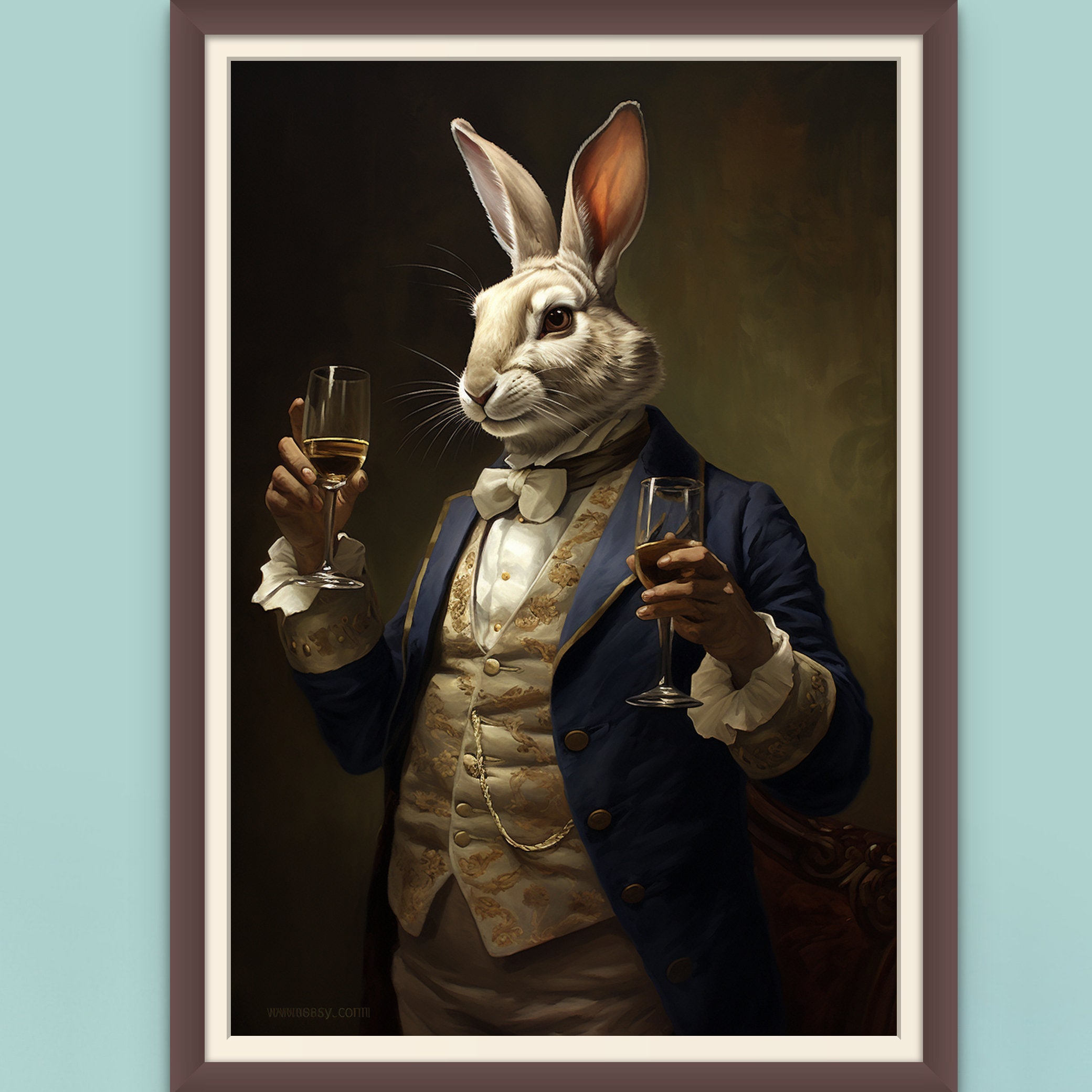Rabbit Tailor Portrait: Whimsical Bunny Art, Adorable Animal Decor ...