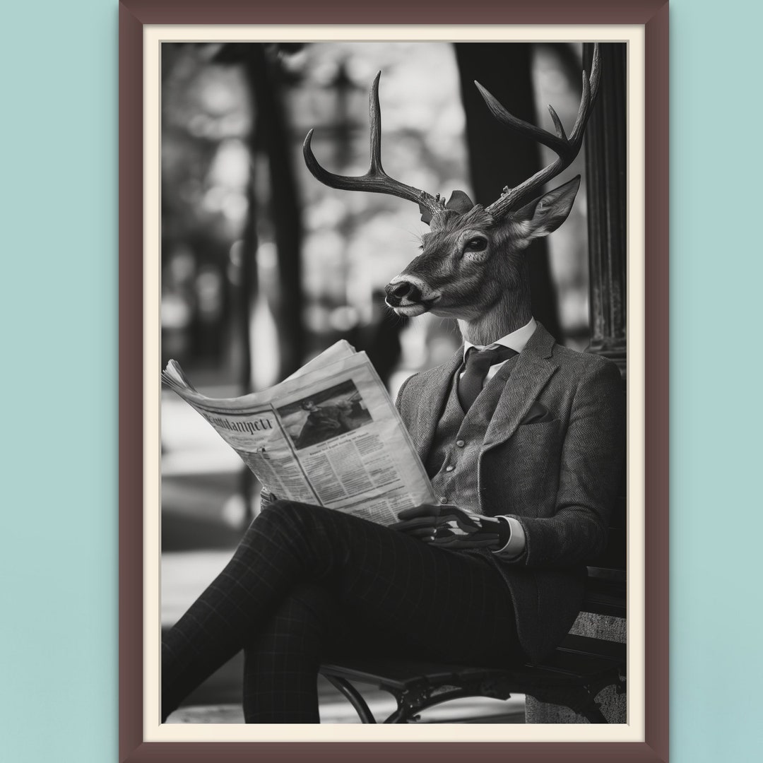 Cool Stag Portrait, Majestic Deer Wall Art, Printable Animal Decor ...