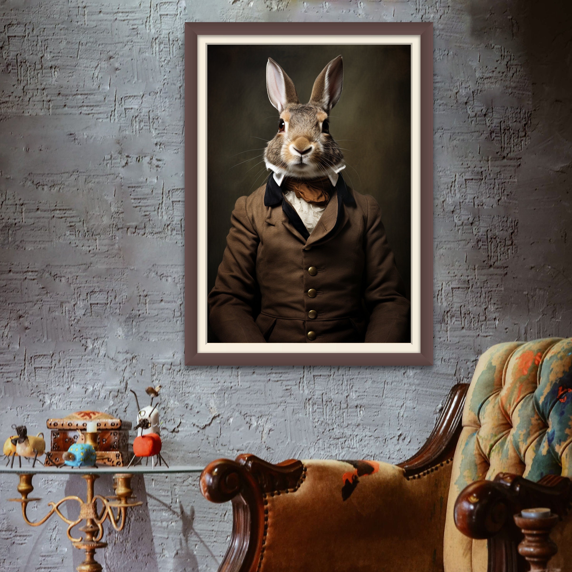 Rabbit in Lawyer Uniform and Pose Portrait Whimsical Bunny Art, Legal ...