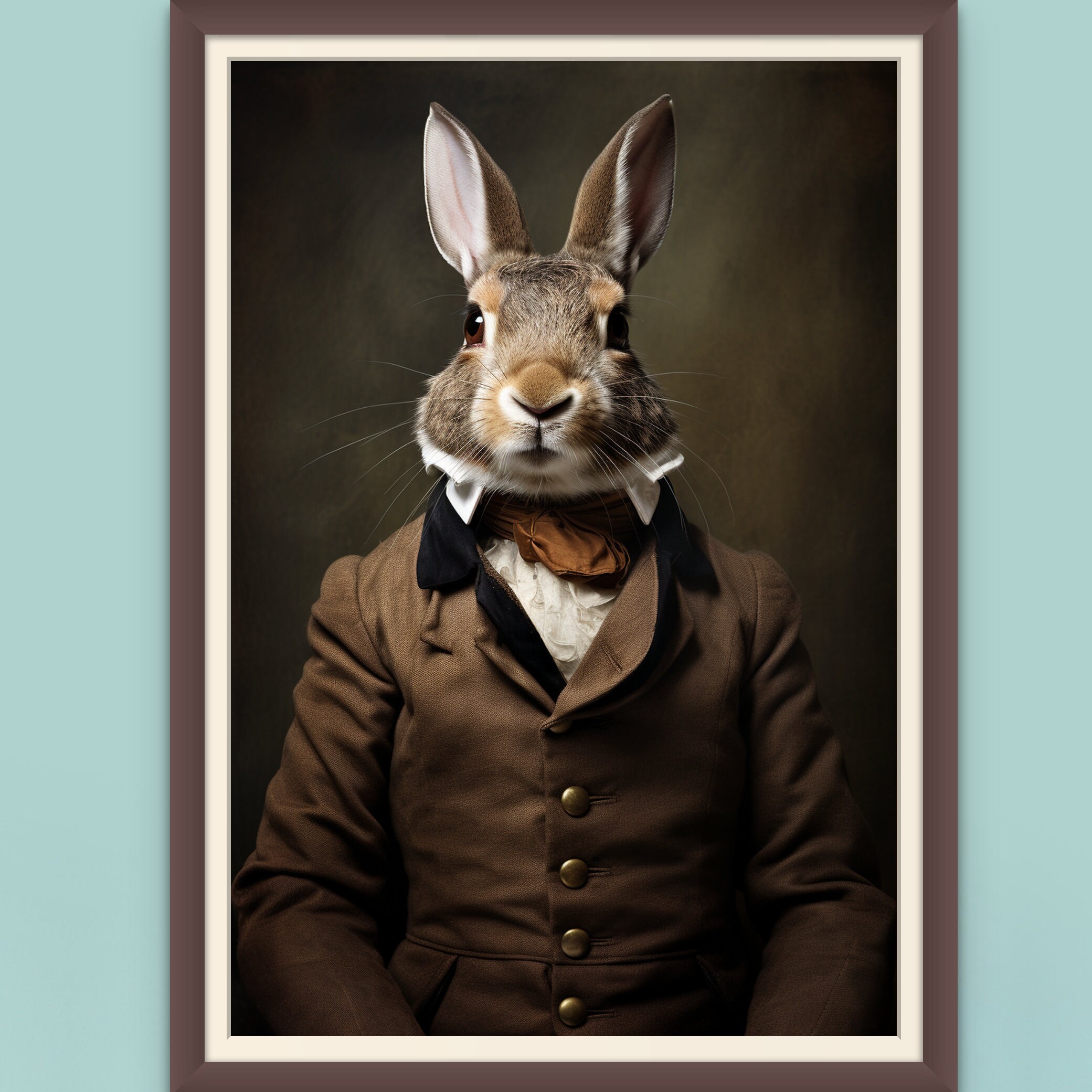 Rabbit in Lawyer Uniform and Pose Portrait - Whimsical Bunny Art, Legal ...
