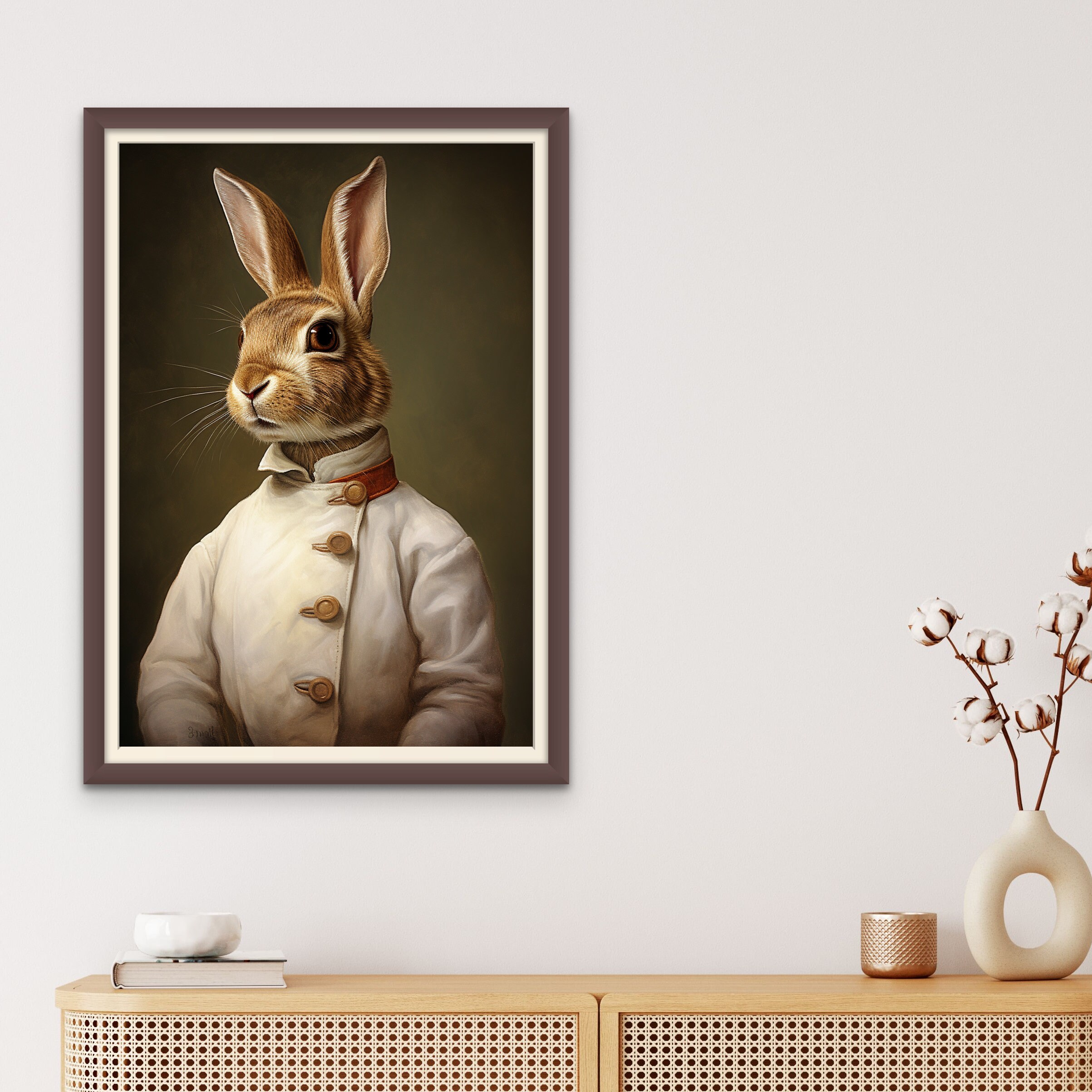 Rabbit Baker Portrait, Whimsical Bunny Art, Printable Kitchen Decor ...