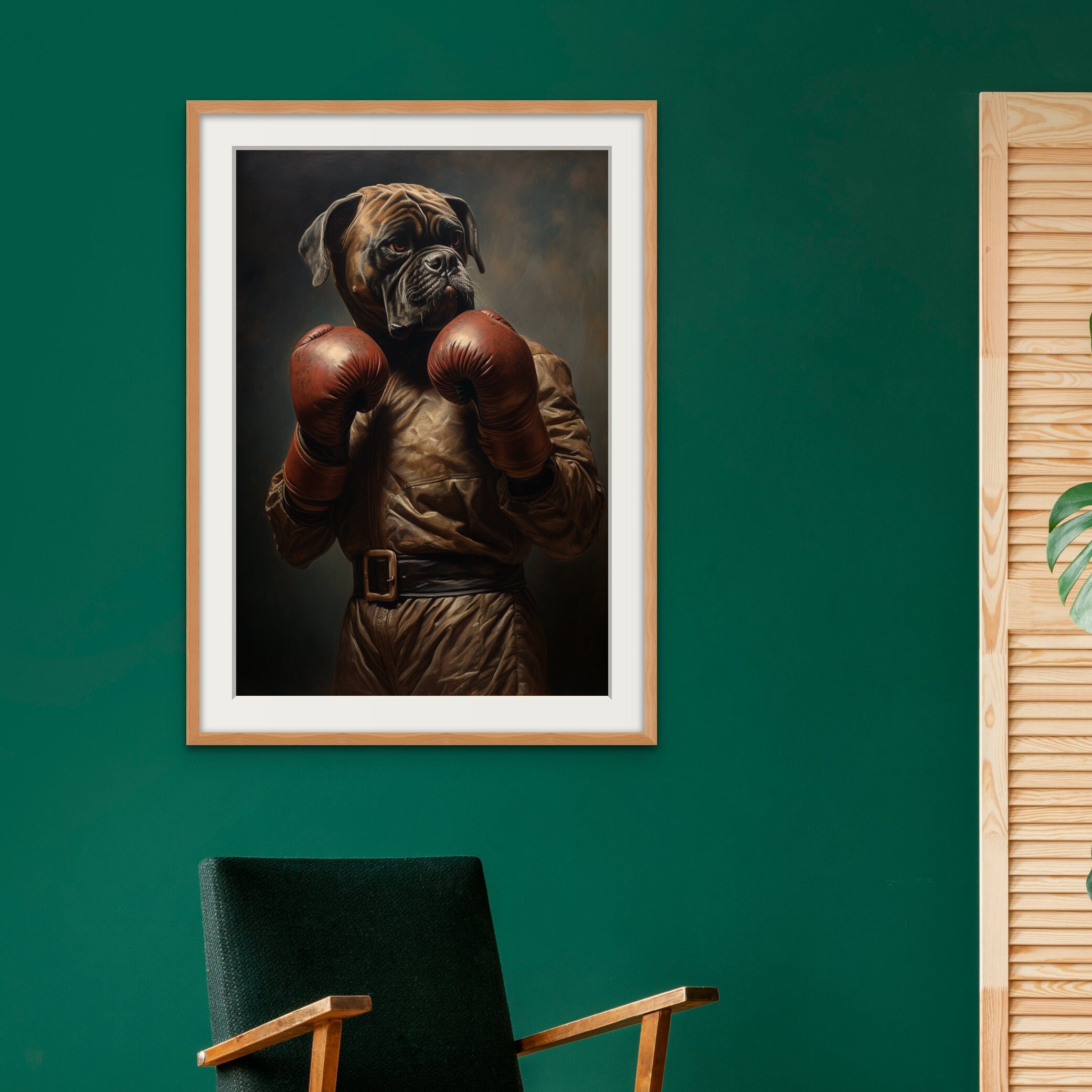 Boxing Dog Portrait: Punching Pup Art, Printable Animal Decor, Cool ...