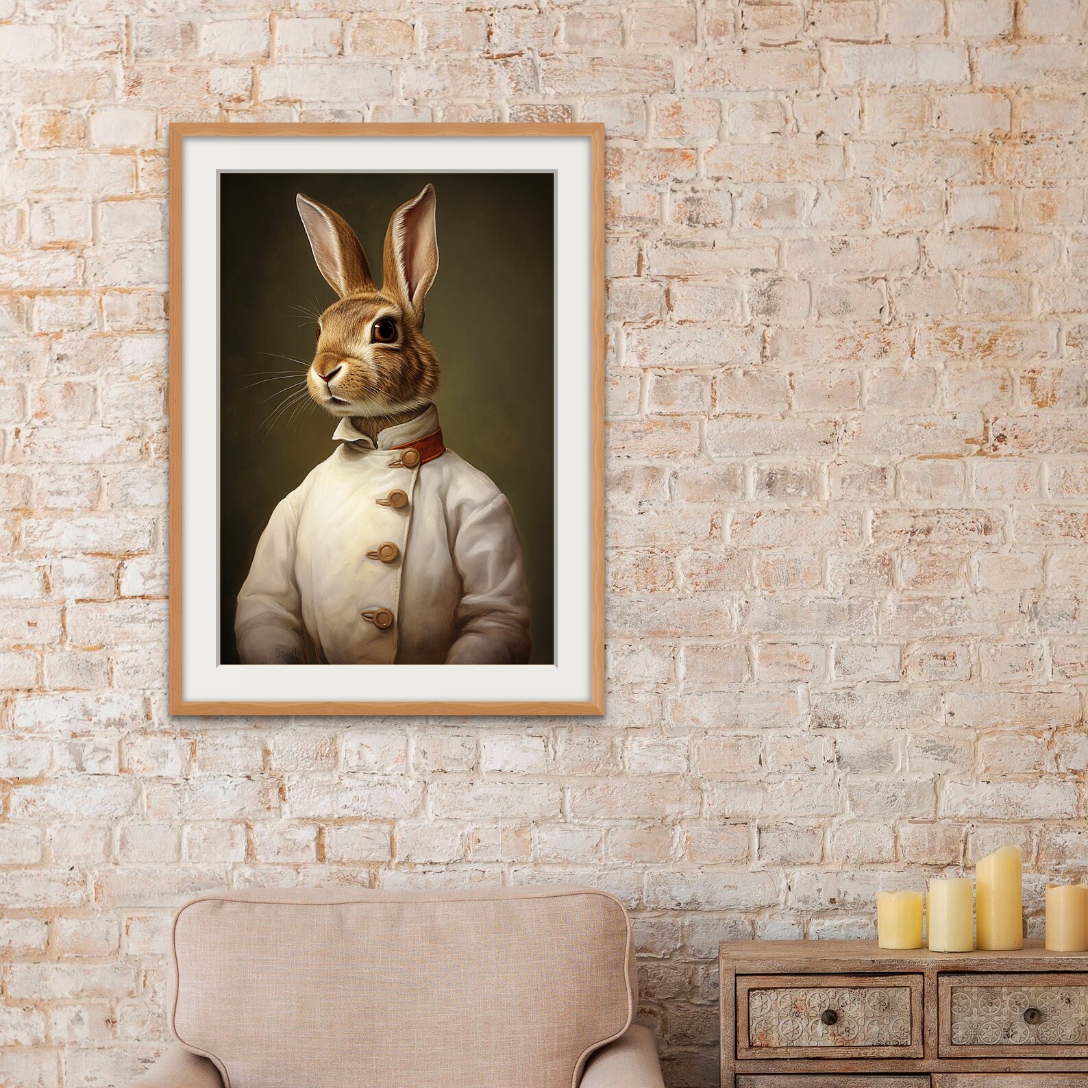 Rabbit Baker Portrait, Whimsical Bunny Art, Printable Kitchen Decor ...