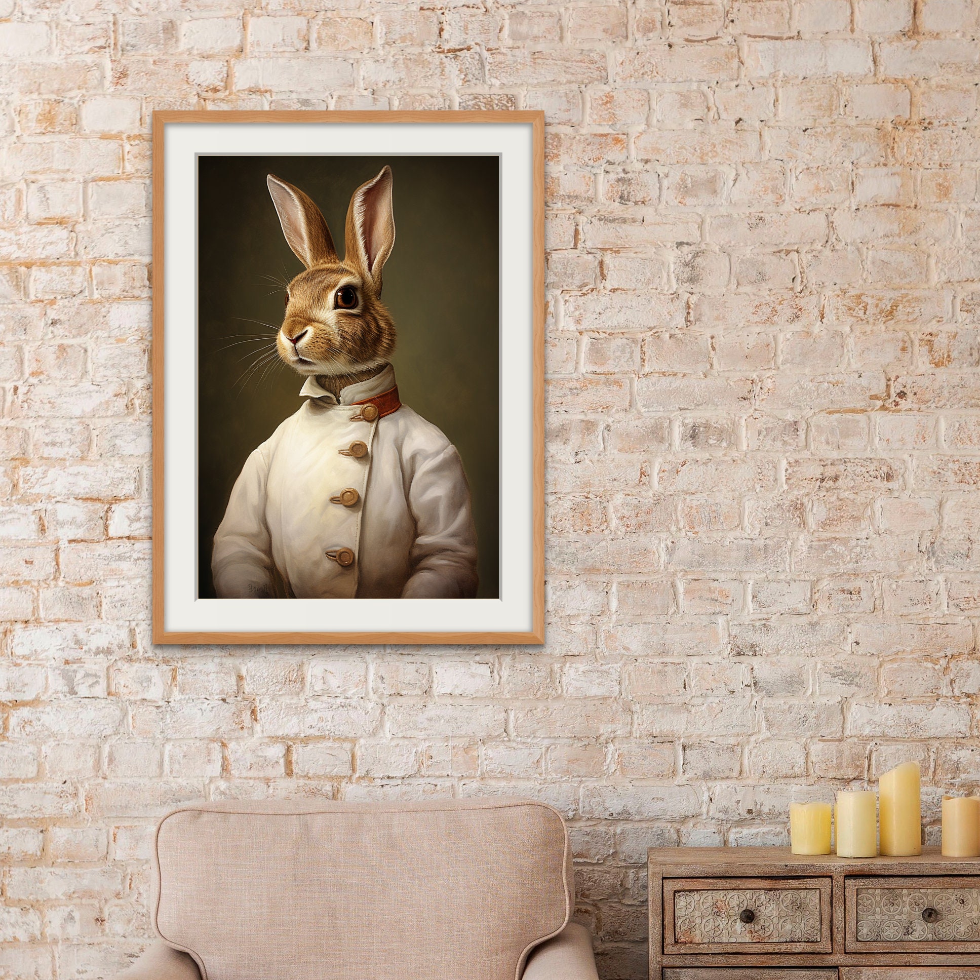 Rabbit Baker Portrait, Whimsical Bunny Art, Printable Kitchen Decor ...