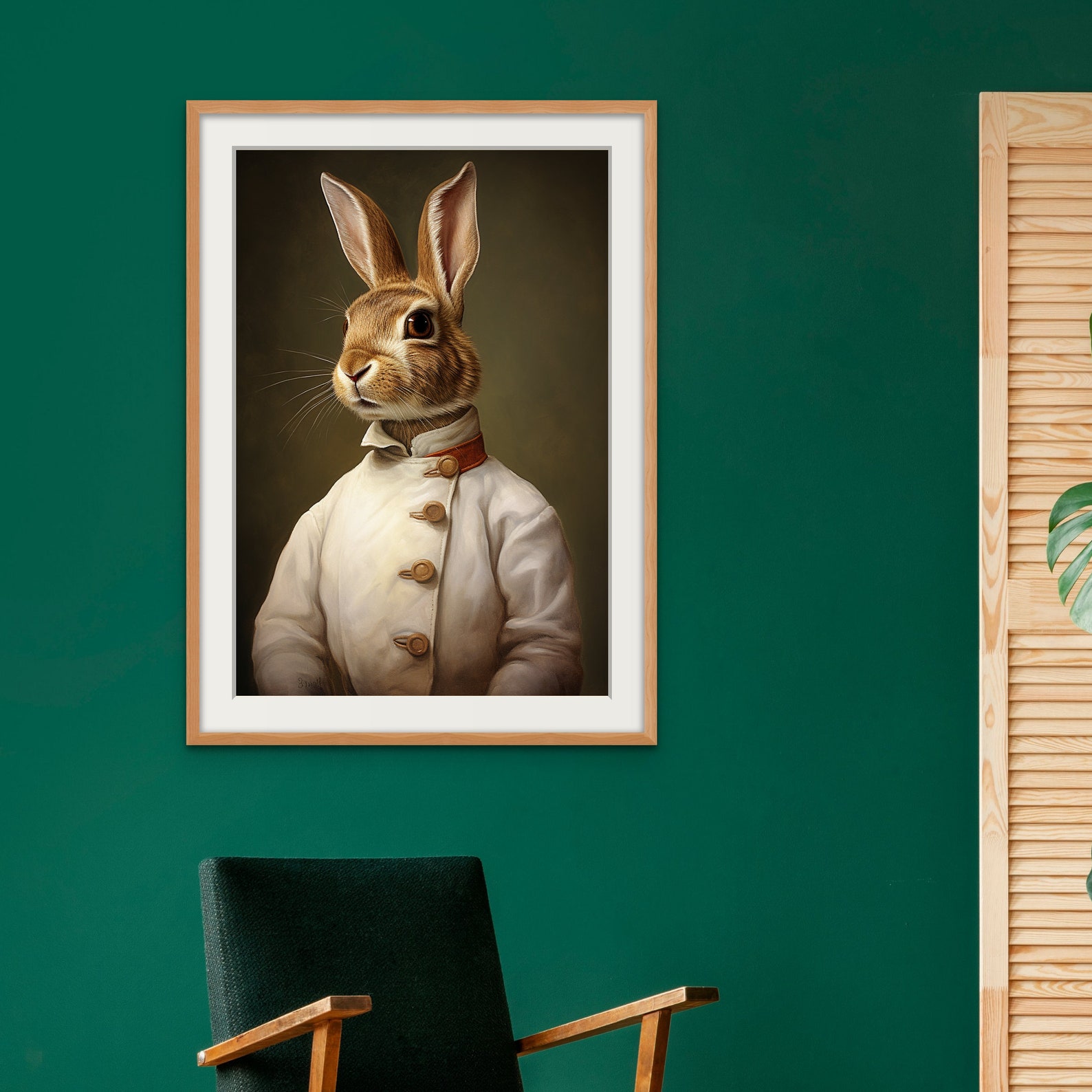Rabbit Baker Portrait, Whimsical Bunny Art, Printable Kitchen Decor ...