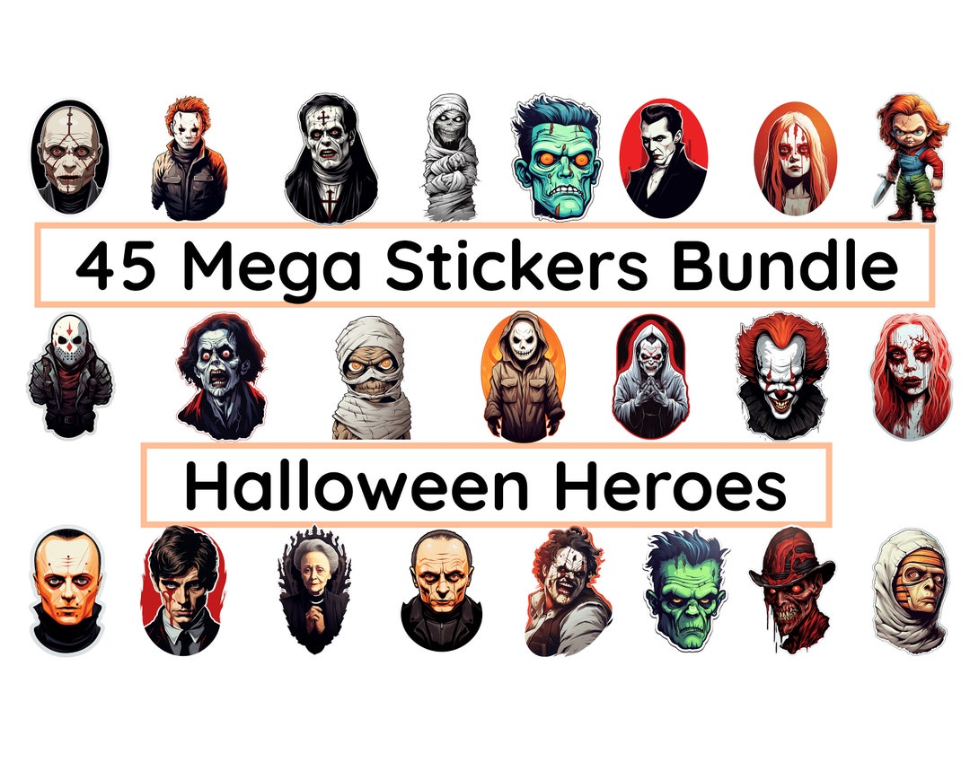 Horror Heroes Character Halloween Clipart PNG Bundle for Cricut, Scary ...