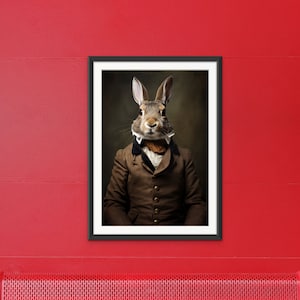 Rabbit in Lawyer Uniform and Pose Portrait - Whimsical Bunny Art, Legal ...
