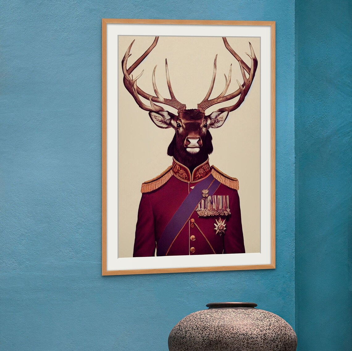STAG Quirky Vintage Portrait Renaissance Animal Painting Altered Art ...