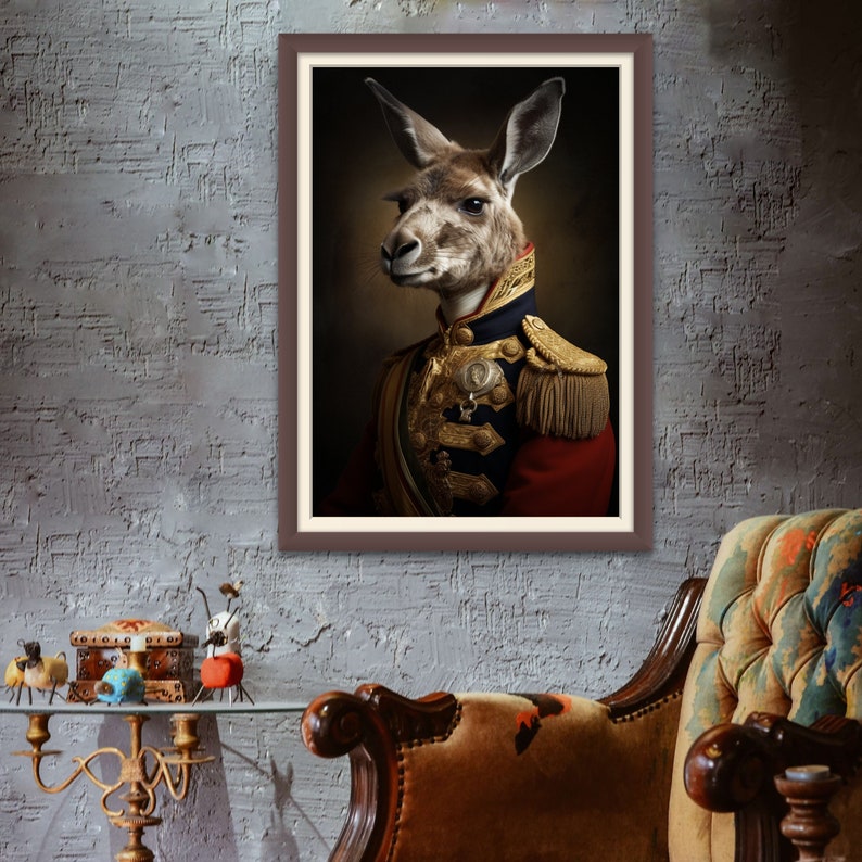 Royal Kangaroo Portrait, Regal Marsupial Art, Printable Aussie Decor ...