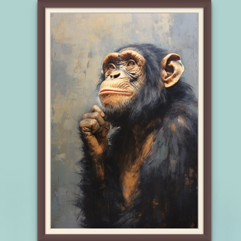 Tranquil Monkey Meditation Portrait, Unique Chimp Art, Printable Zen ...