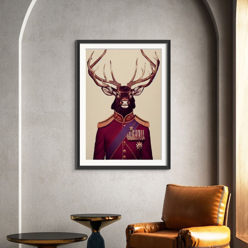 STAG Quirky Vintage Portrait Renaissance Animal Painting Altered Art ...