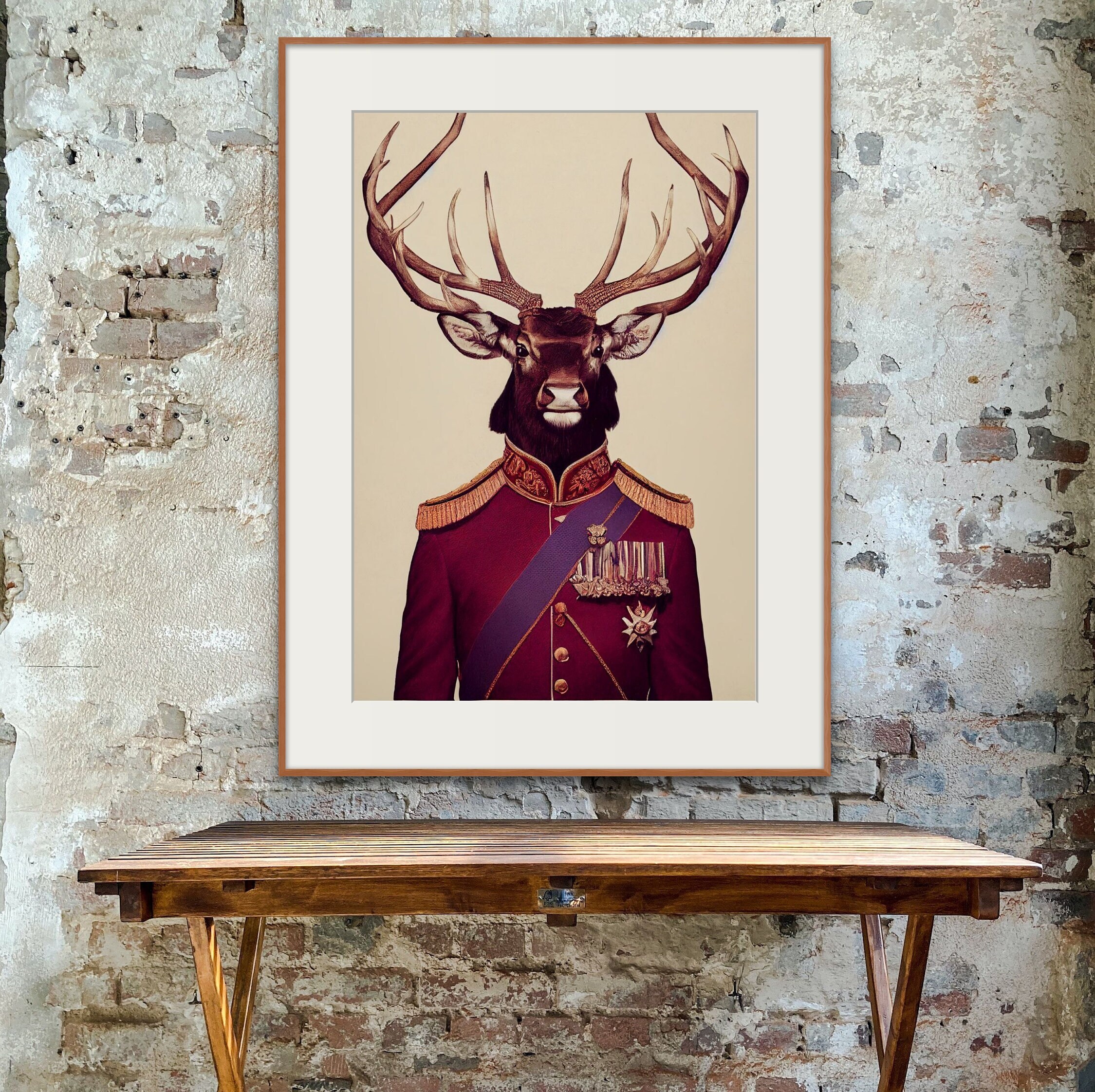 STAG Quirky Vintage Portrait Renaissance Animal Painting - Etsy