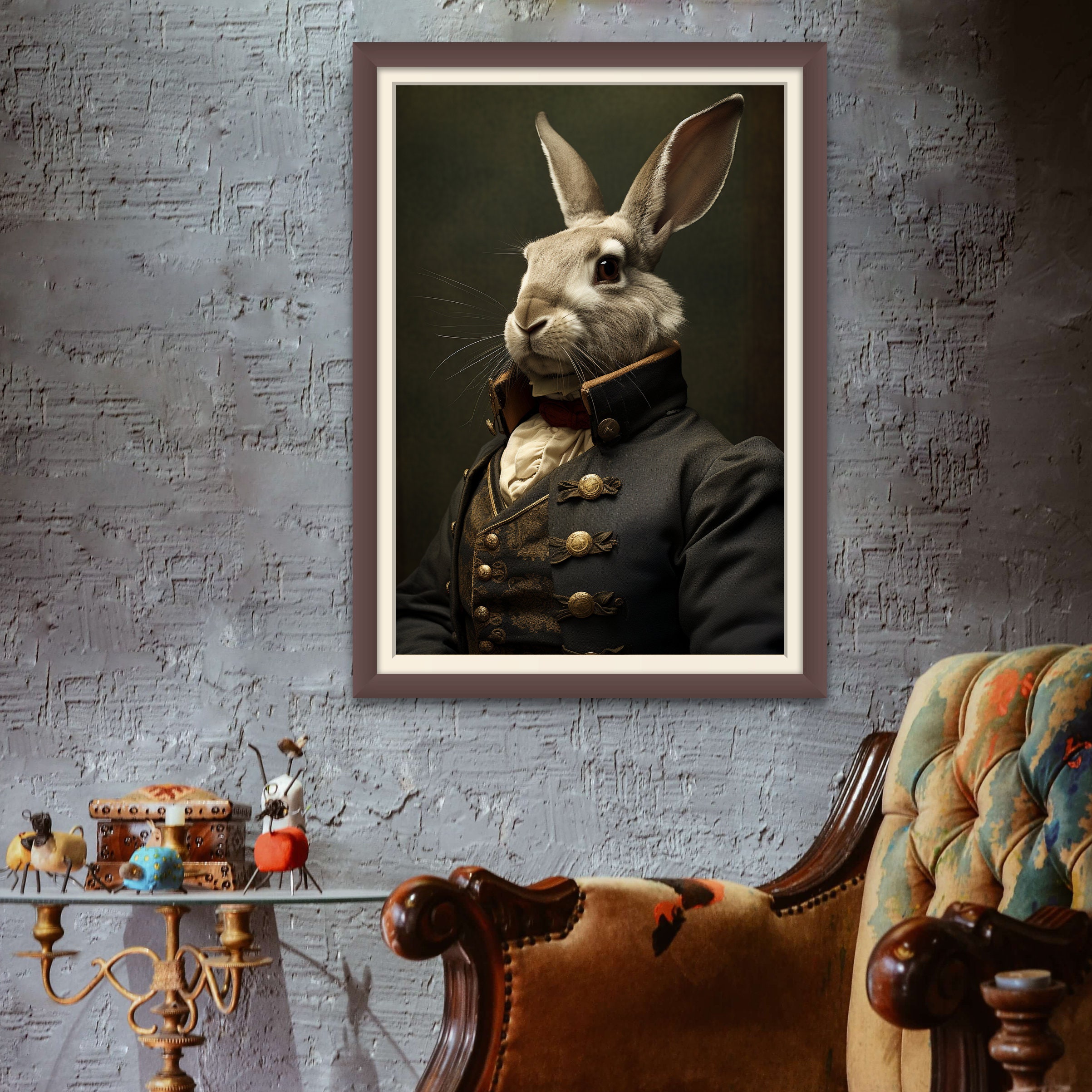 Rabbit Goldsmith Portrait, Charming Bunny Art, Printable Cute Animal ...
