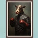 Boxing Cow Portrait, Powerful Bovine Art, Printable Animal Decor ...