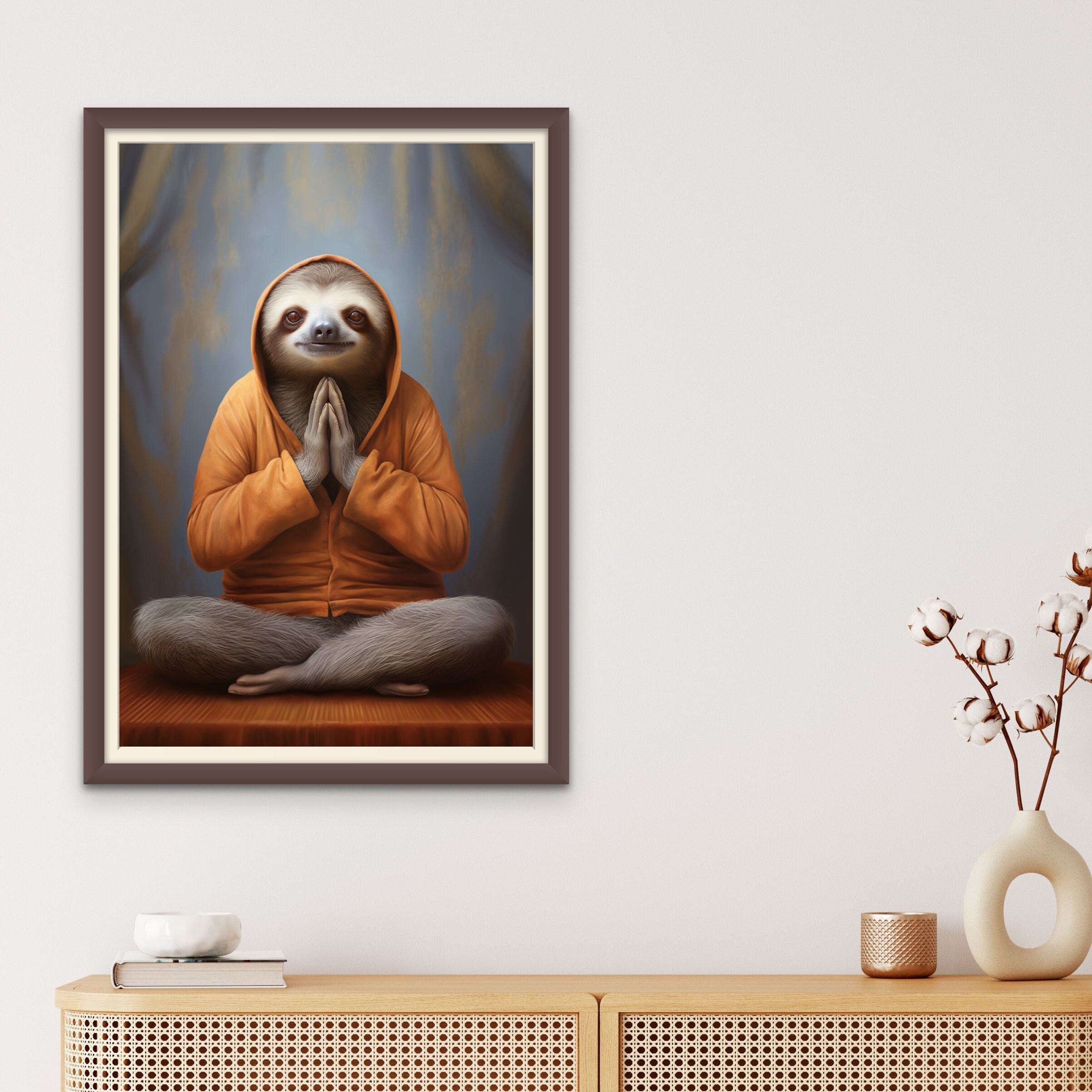 Meditating Sloth Portrait Zen Animal Art Printable Nature - Etsy