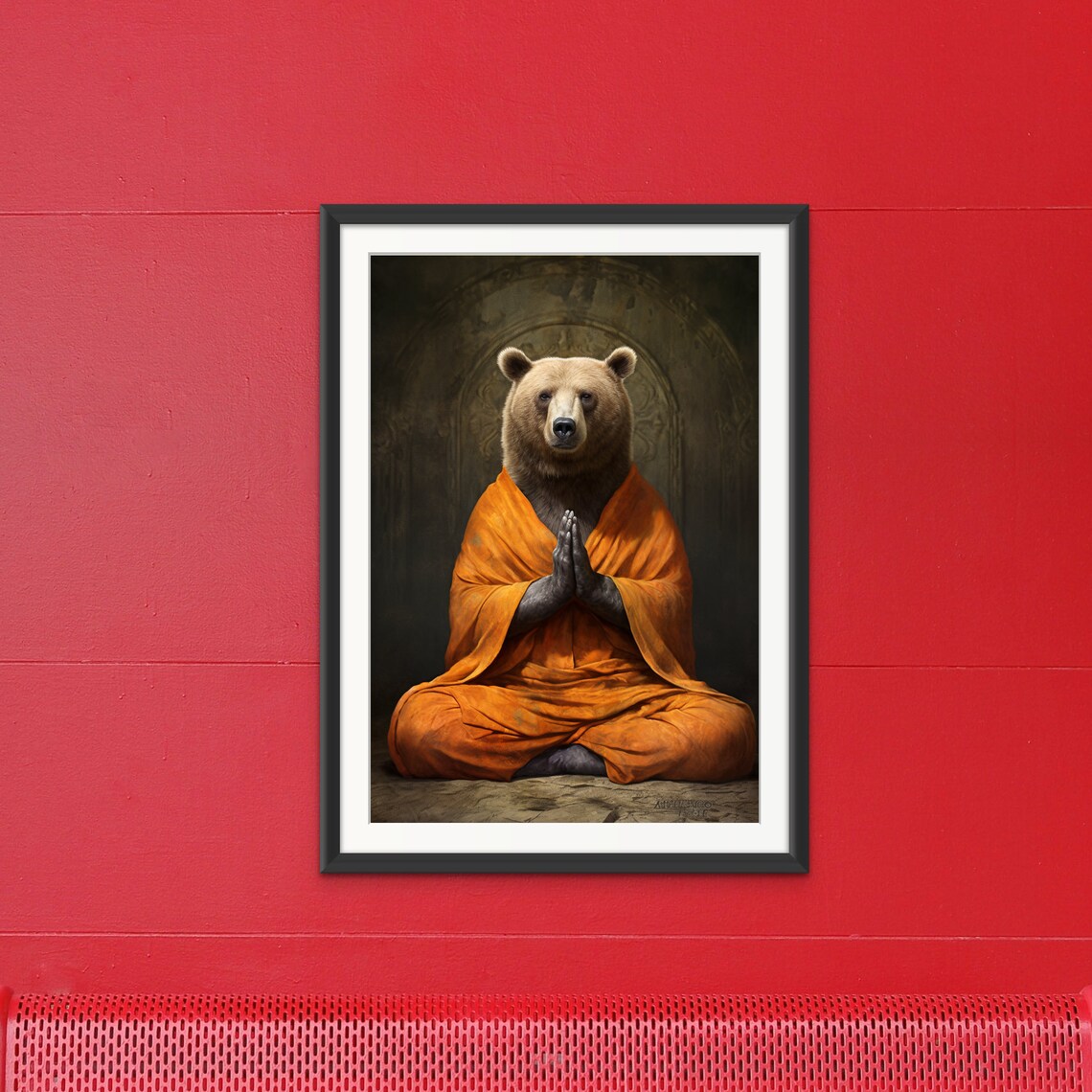 Meditating Bear Portrait, Tranquil Wildlife Art, Printable Zen Animal ...