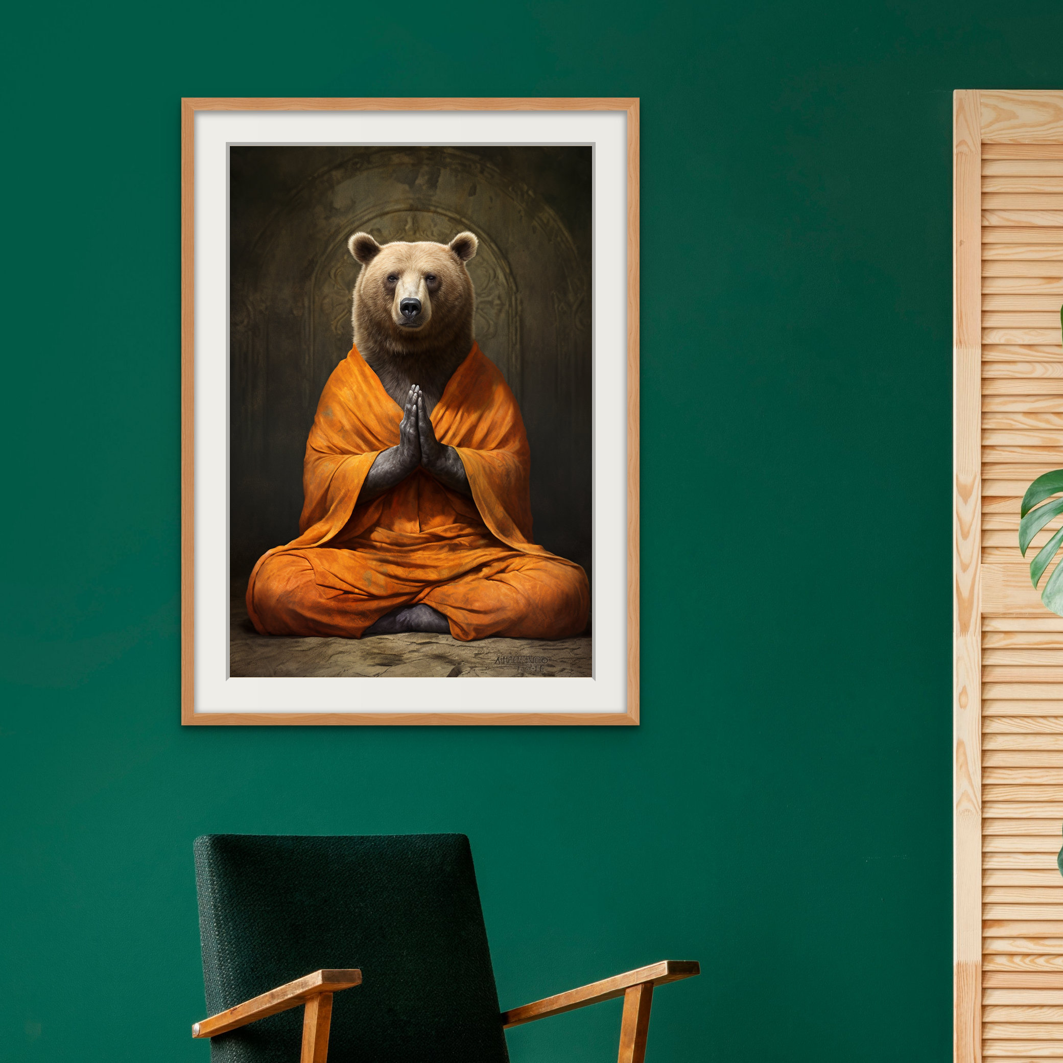 Meditating Bear Portrait, Tranquil Wildlife Art, Printable Zen Animal ...