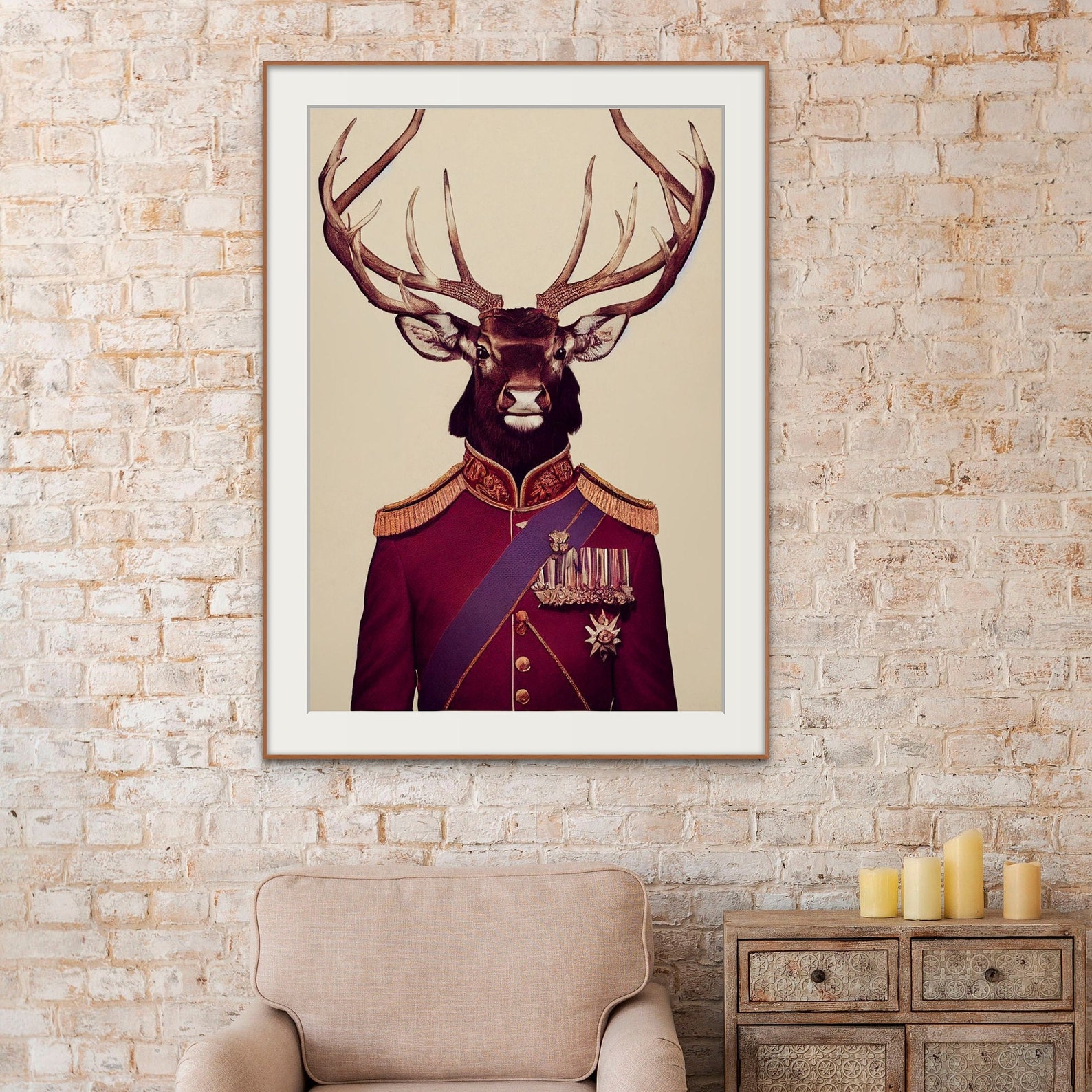 STAG Quirky Vintage Portrait Renaissance Animal Painting Altered Art ...