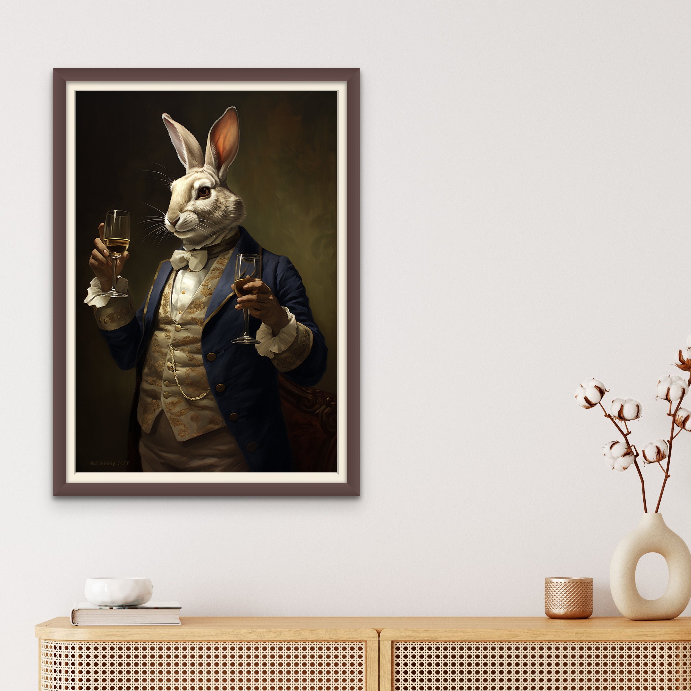 Rabbit Tailor Portrait: Whimsical Bunny Art, Adorable Animal Decor ...