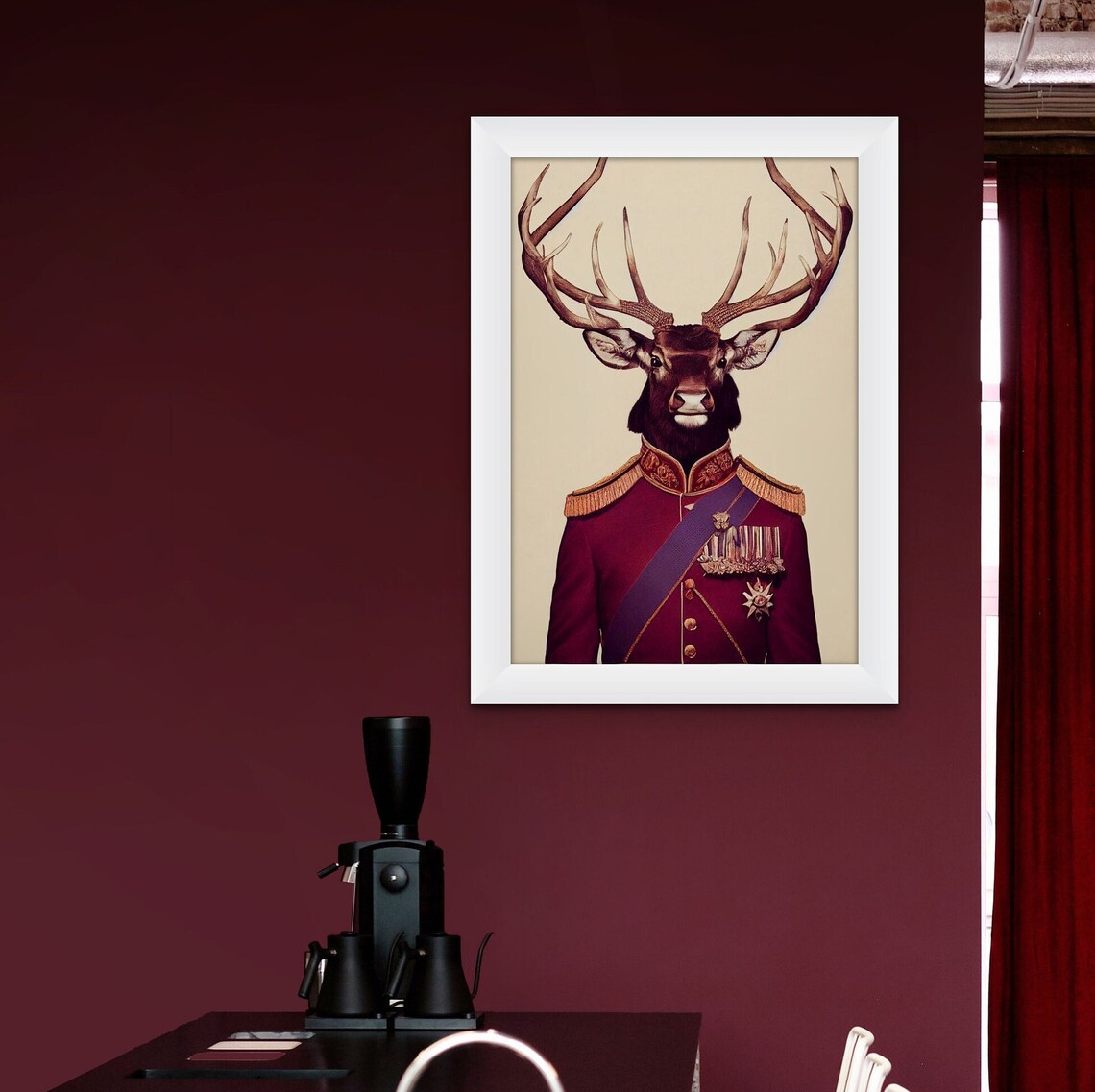 STAG Quirky Vintage Portrait Renaissance Animal Painting Altered Art ...