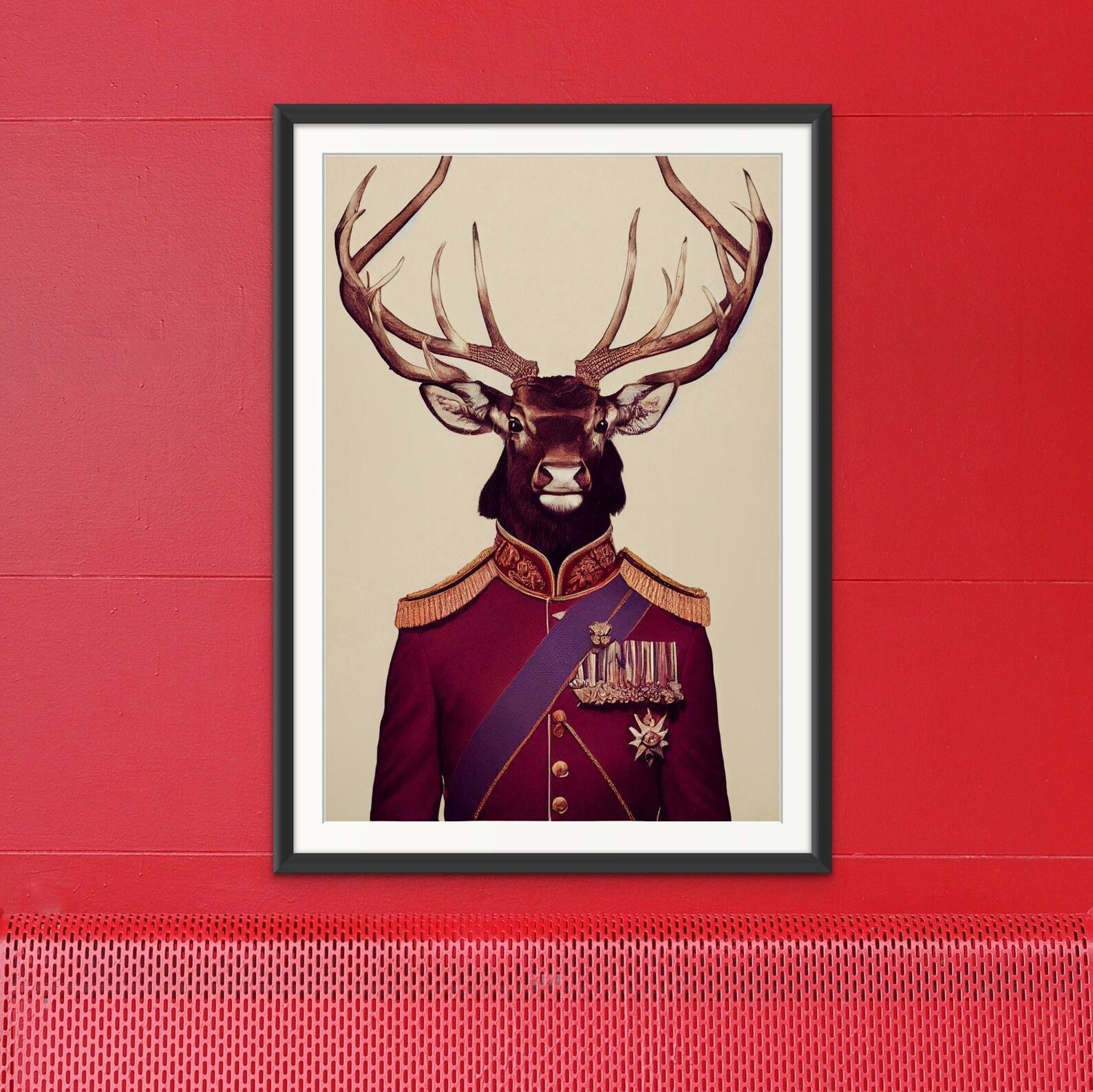 STAG Quirky Vintage Portrait Renaissance Animal Painting Altered Art ...