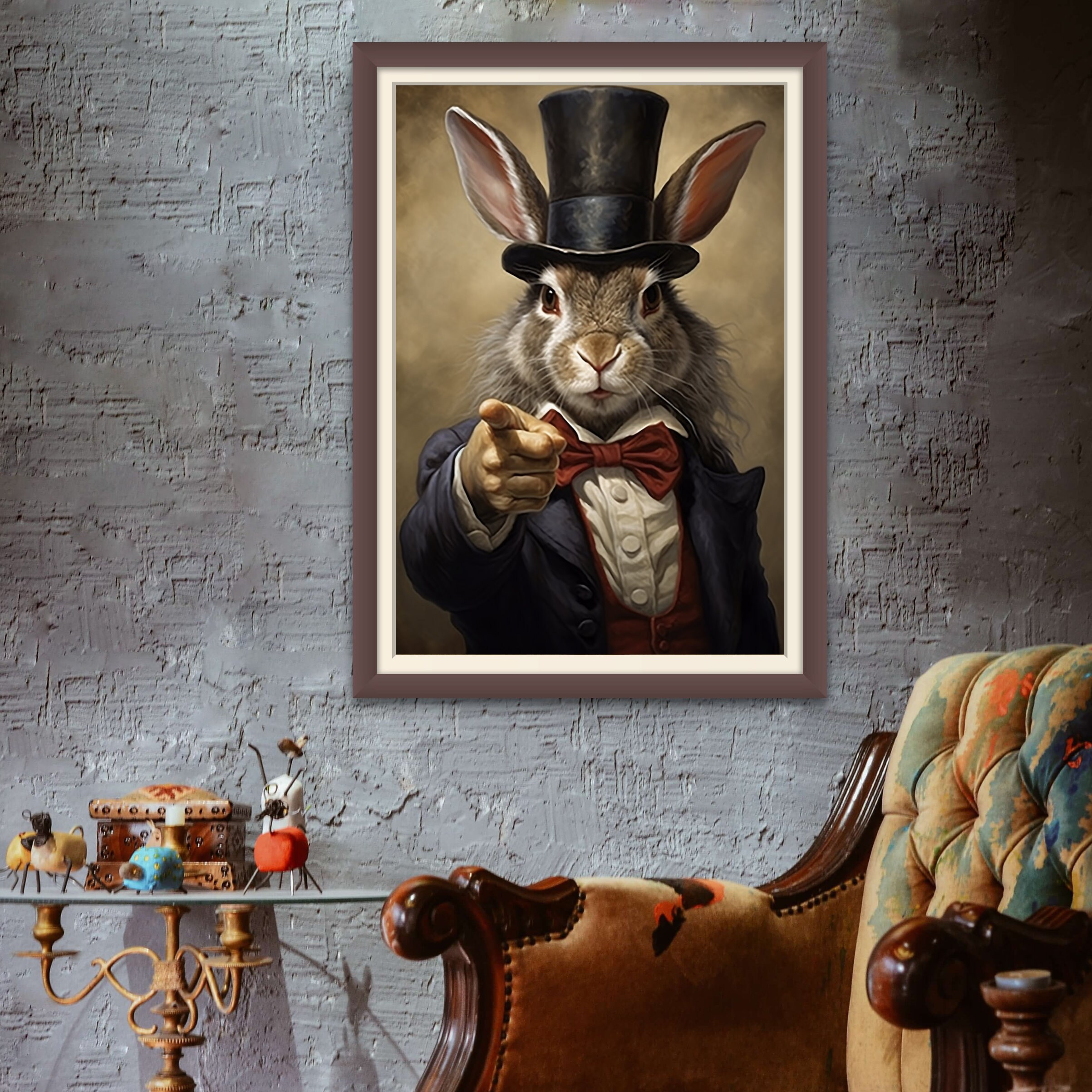 I Want You Bunny Portrait, Whimsical Rabbit Art, Printable Animal Decor ...