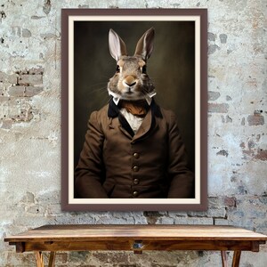Rabbit in Lawyer Uniform and Pose Portrait - Whimsical Bunny Art, Legal ...
