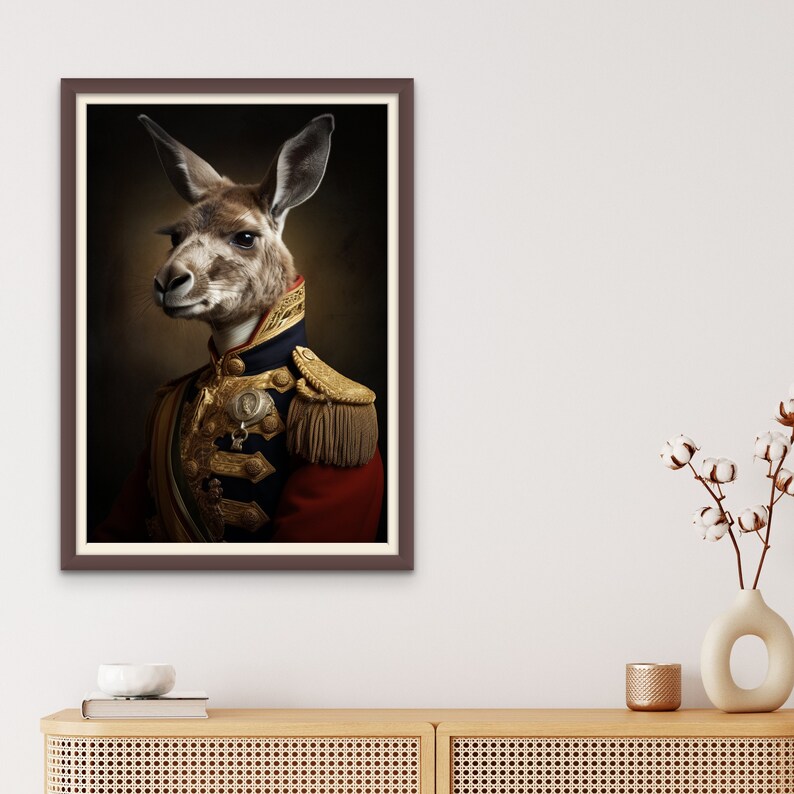 Royal Kangaroo Portrait, Regal Marsupial Art, Printable Aussie Decor ...