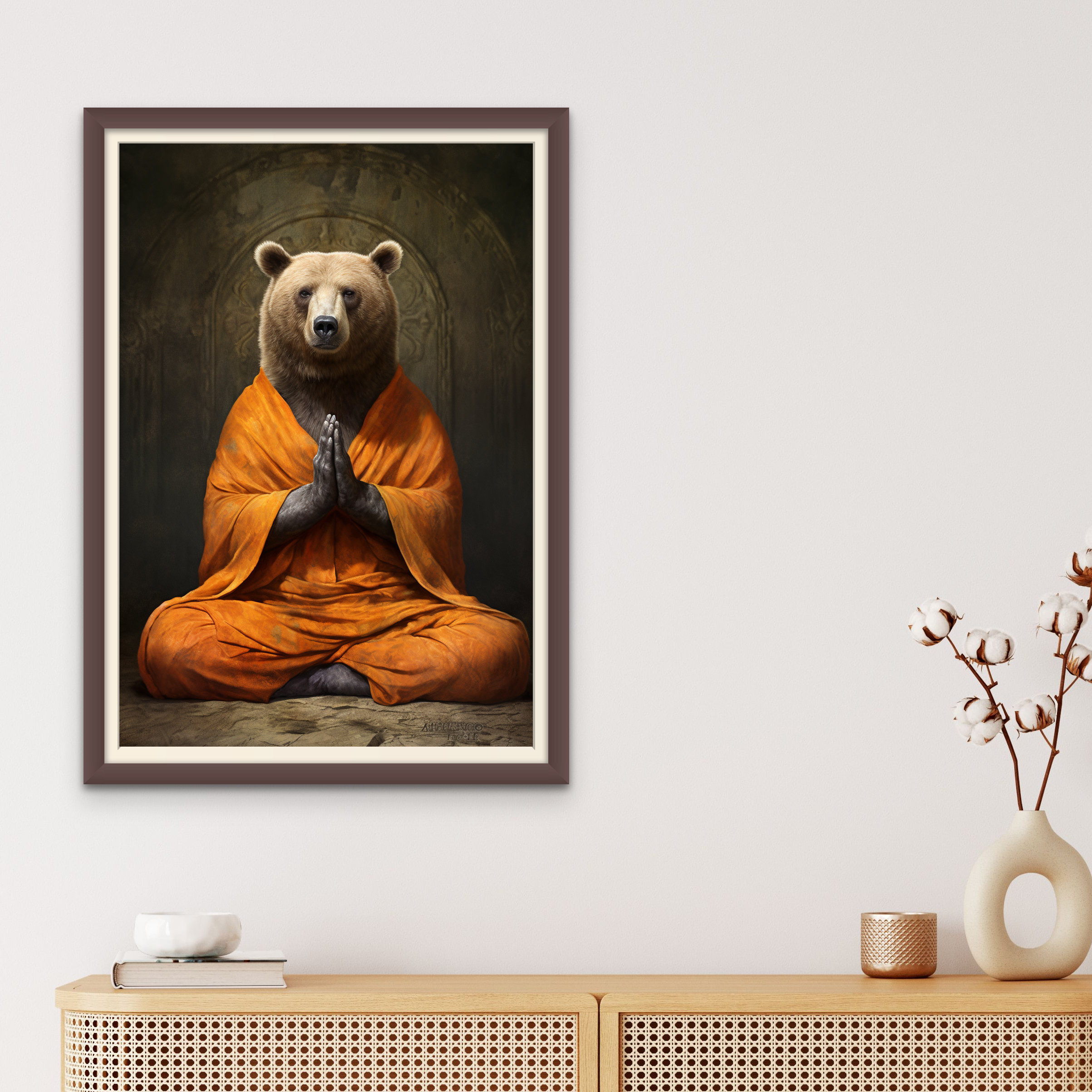 Meditating Bear Portrait, Tranquil Wildlife Art, Printable Zen Animal ...