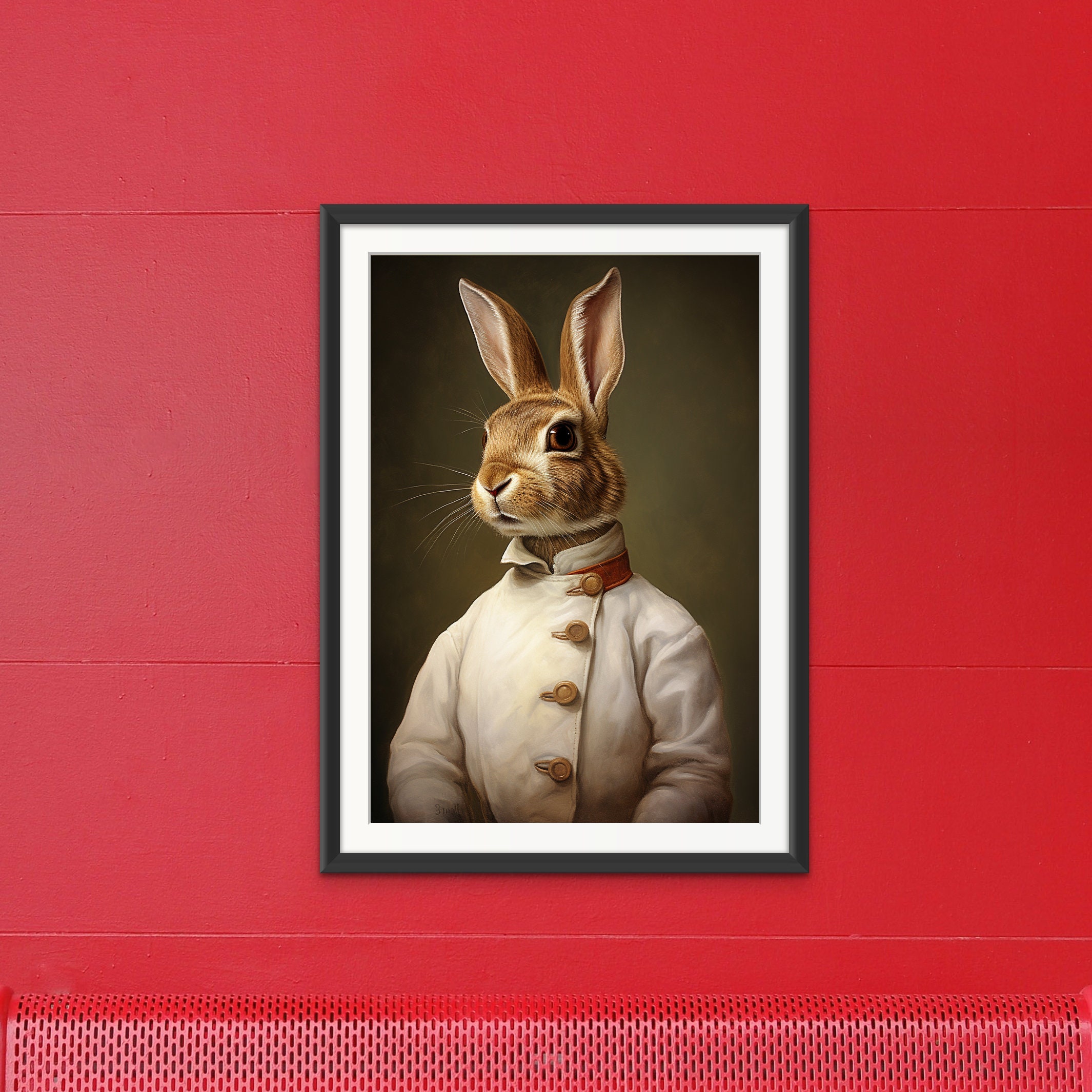 Rabbit Baker Portrait, Whimsical Bunny Art, Printable Kitchen Decor ...
