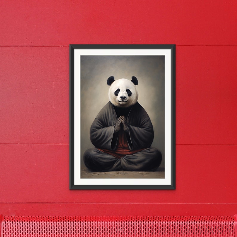 Meditating Panda Portrait, Zen Animal Art, Printable Meditation Decor ...