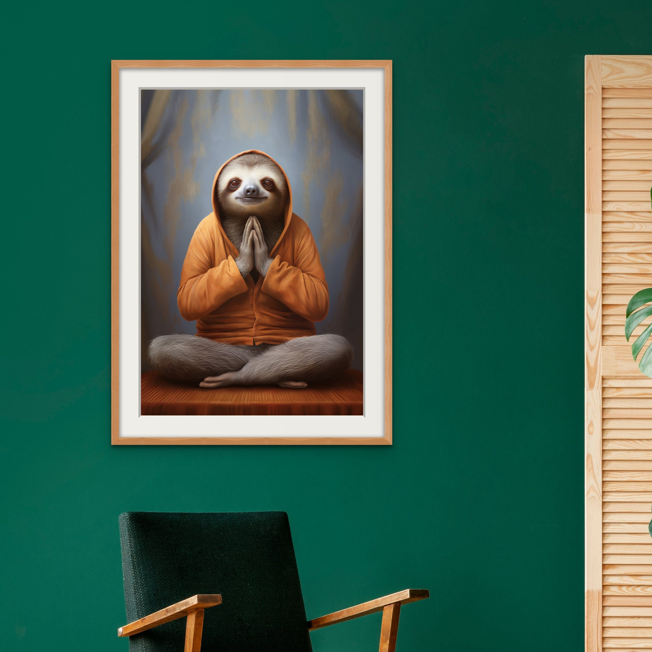 Meditating Sloth Portrait Zen Animal Art Printable Nature - Etsy