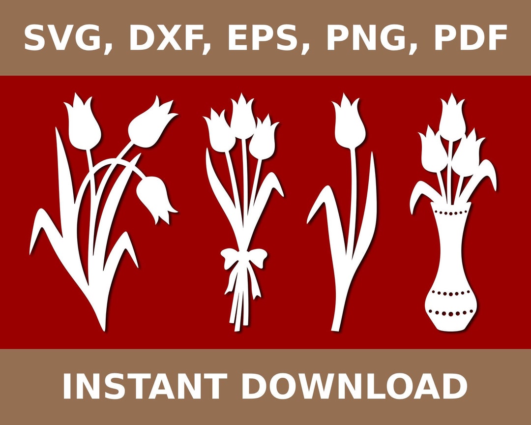 Tulips Svg Tulip Svg Tulips Template Tulips Dxf Tulips - Etsy