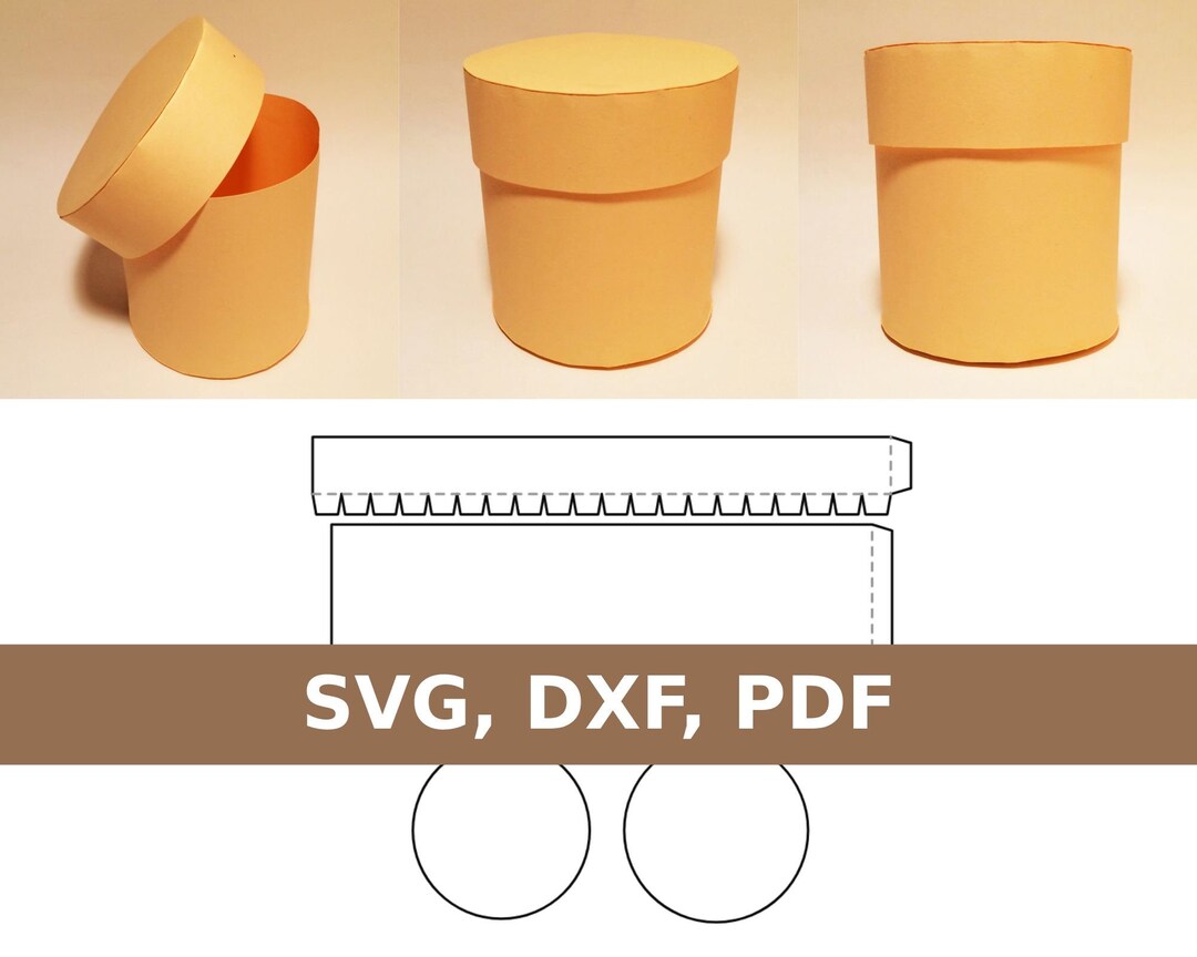 Round Box Template Round Box With Lid Round Gift (Download Now) - Etsy