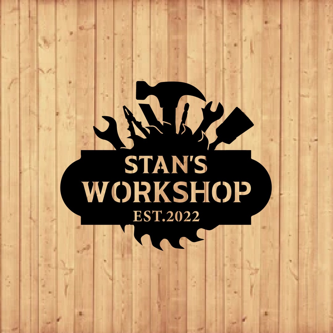 Custom Workshop Sign,papas Work Shop Metal Sign,personalized Builder ...