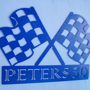 Personalised Race Flags, Metal Race Flags Name Sign, Checkered Race ...