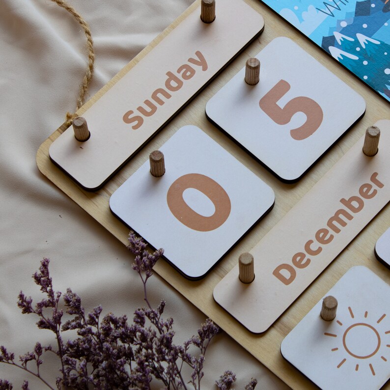 Montessori Wooden Calendar for Kids, Months and Days of the Week, Kids ...