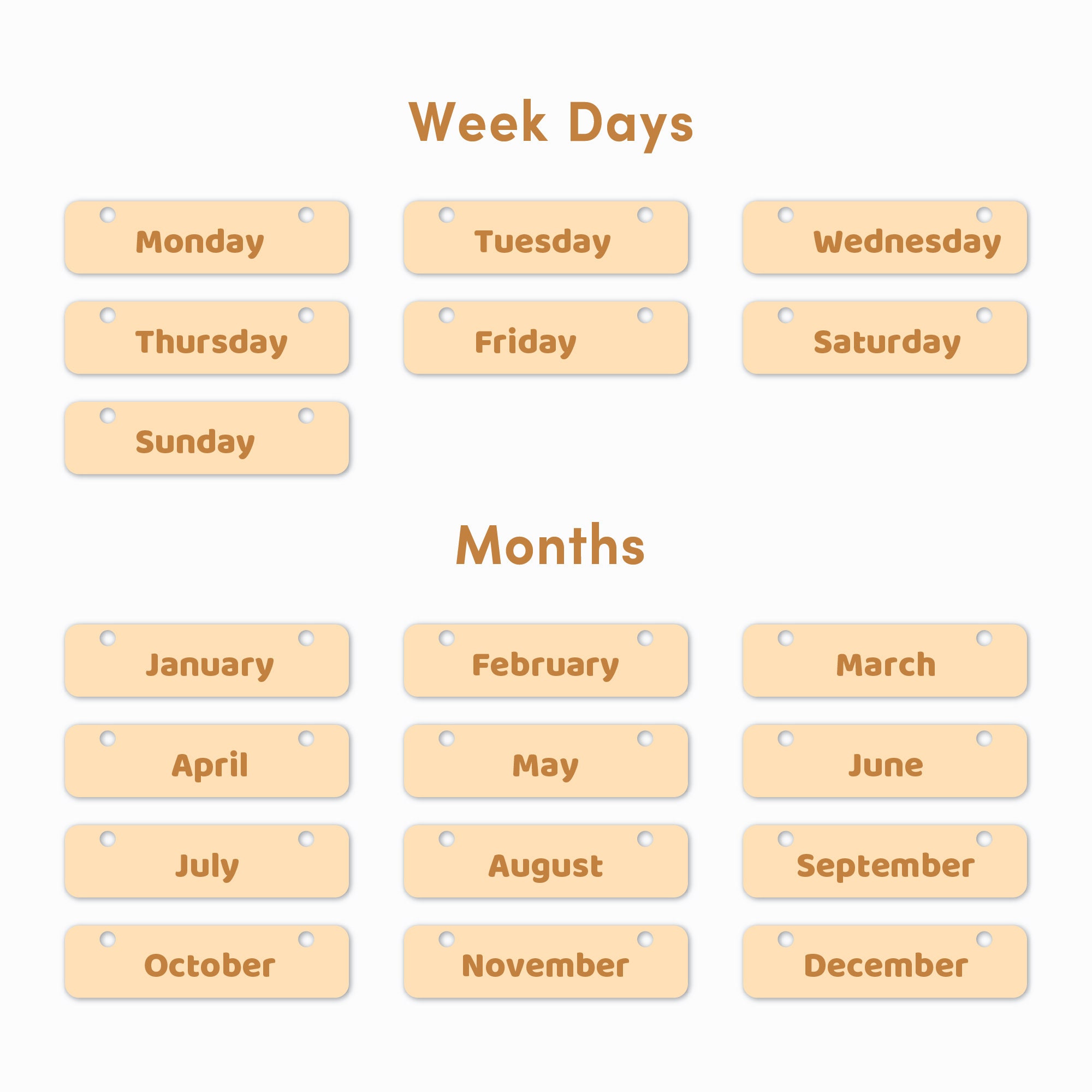 Montessori Wooden Calendar for Kids, Months and Days of the Week, Kids ...