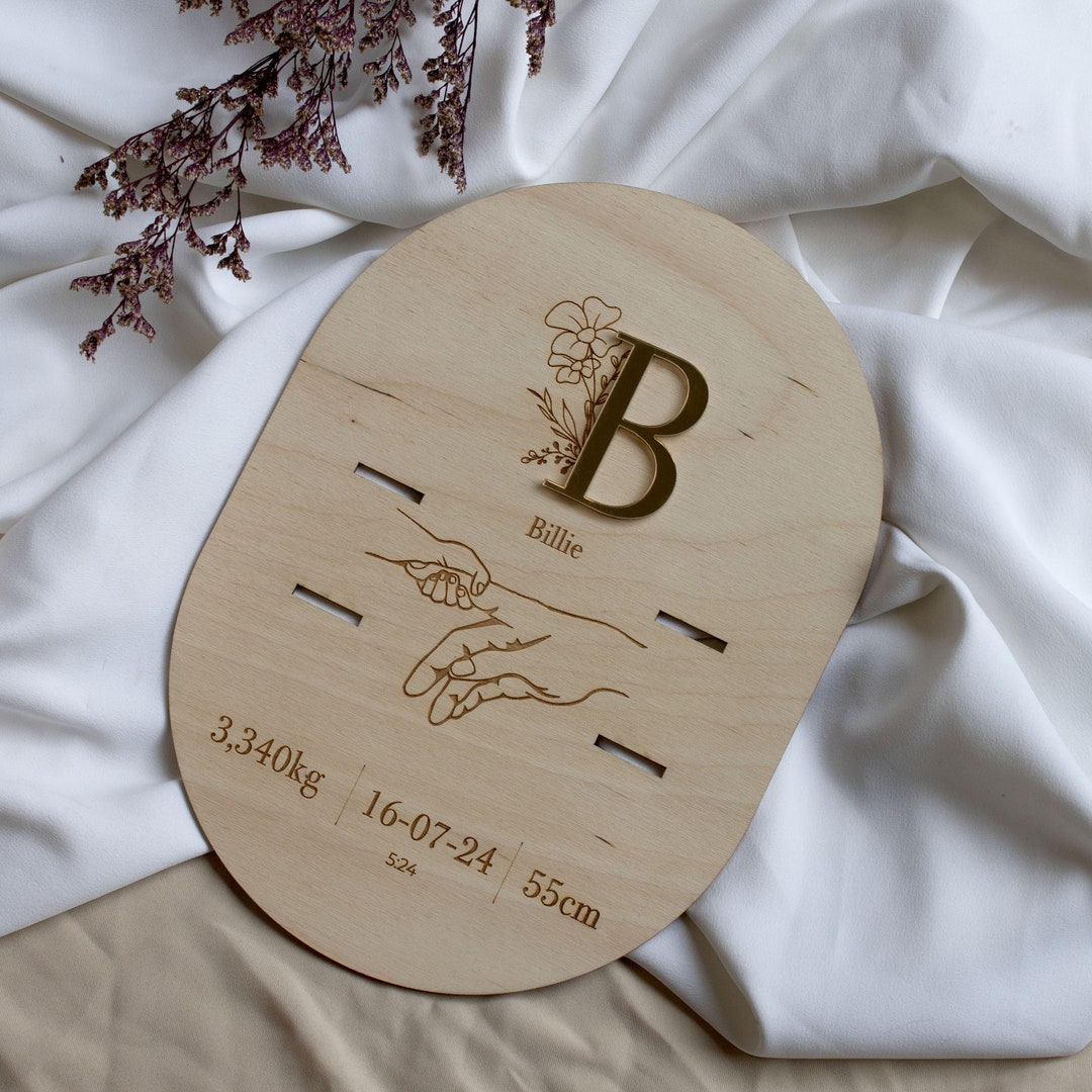 Personalized Birth Details, New Baby Birth Hospital Bracelet Holder ...