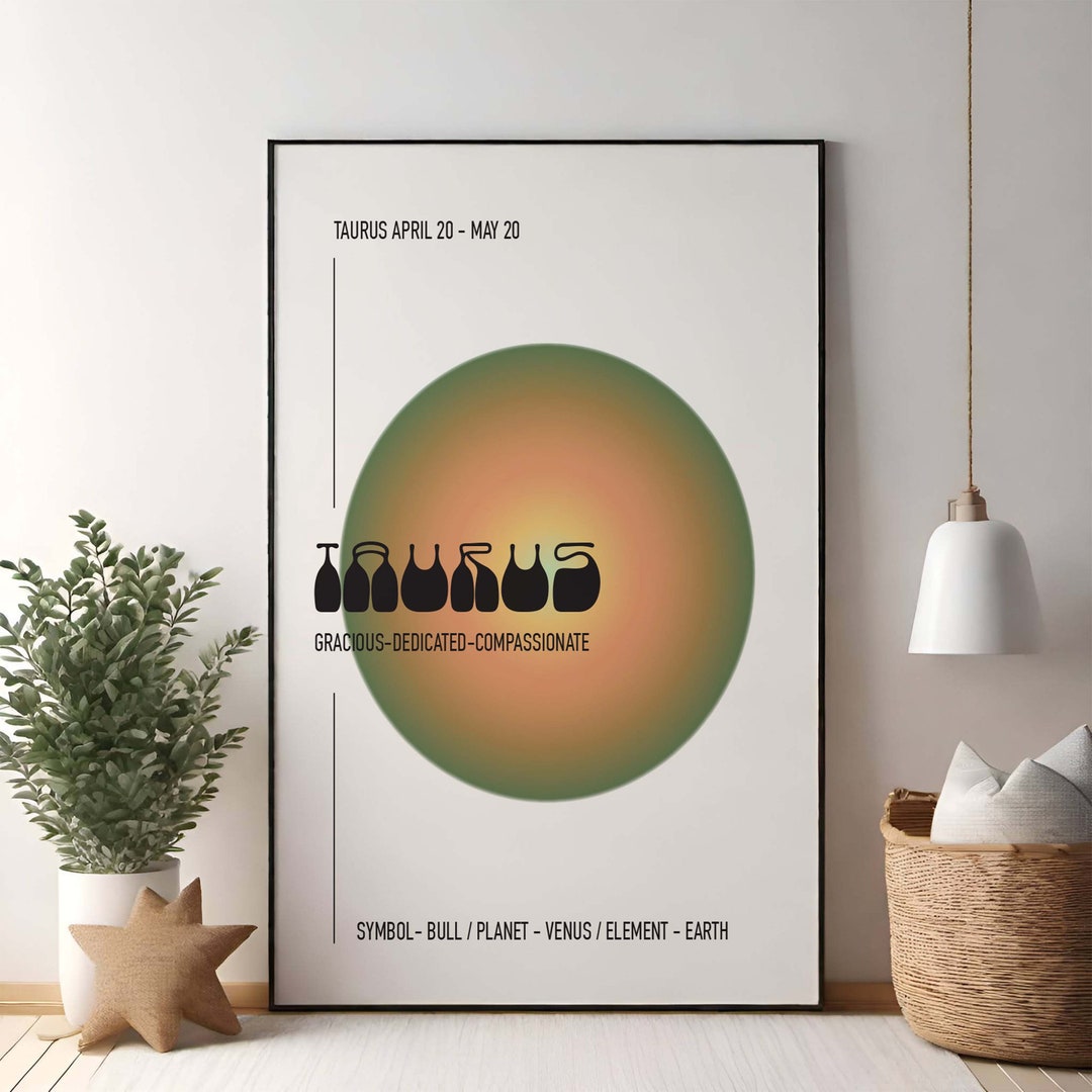Zodiac Poster Taurus, Taurus Wall Art Zodiac Poster,taurus Art,taurus ...