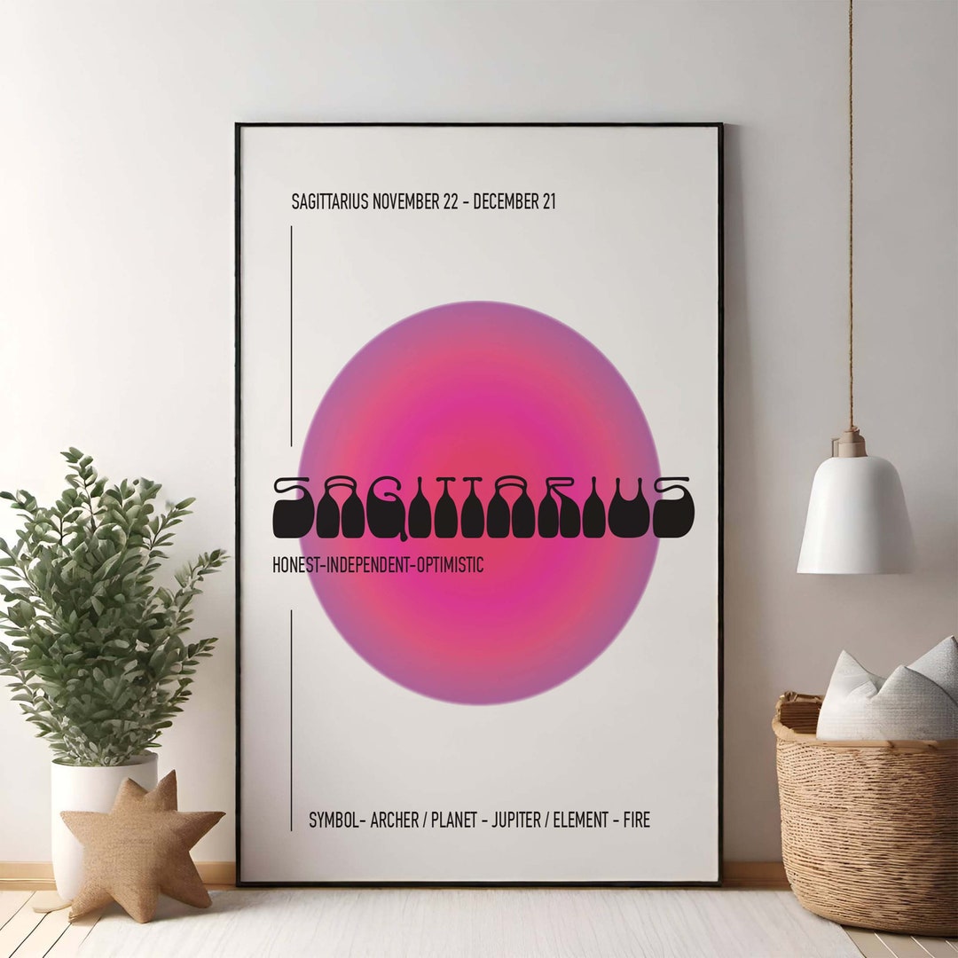 Zodiac Poster Sagittarius, Sagittarius Wall Art Zodiac Poster, Art ...