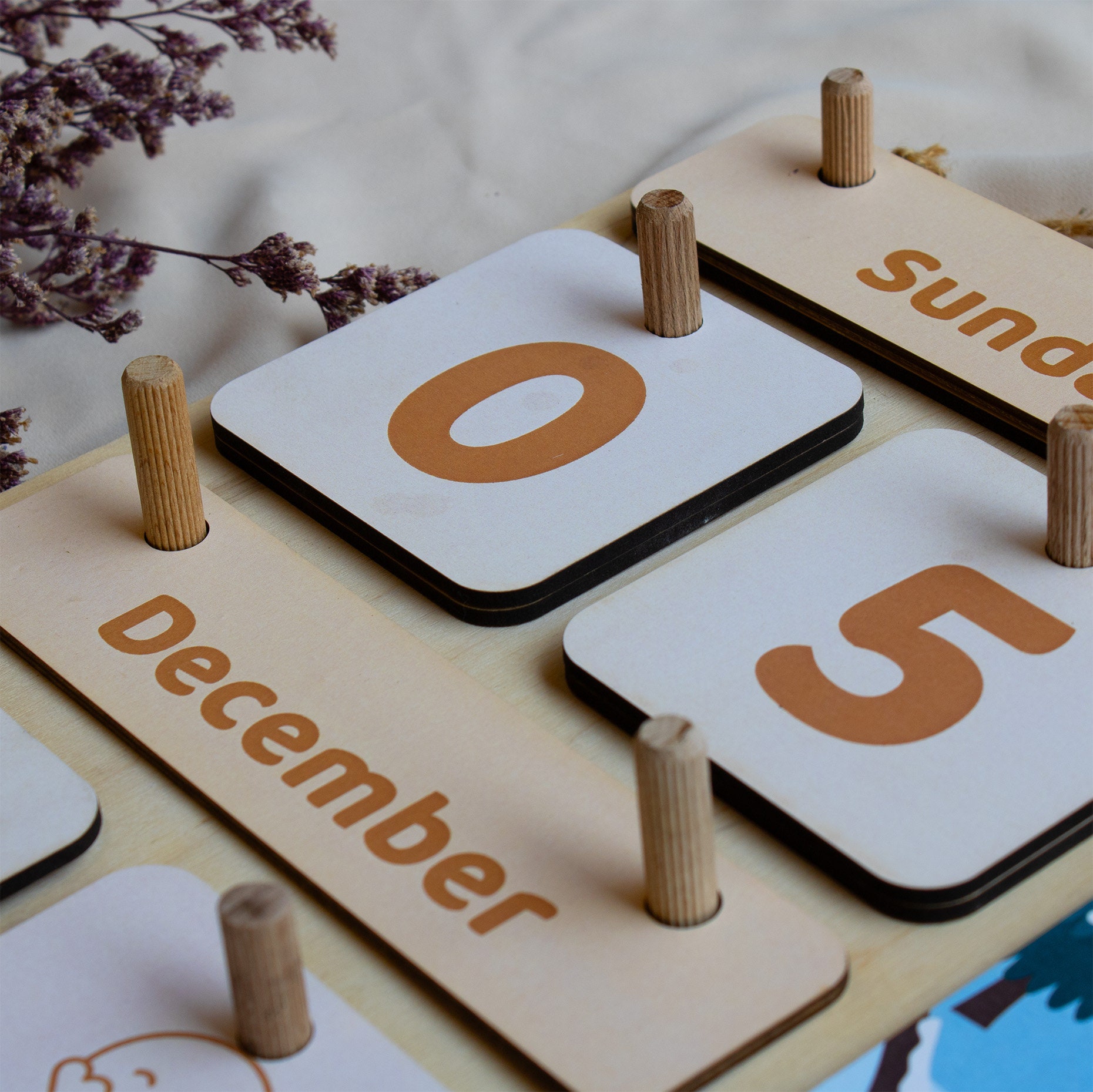 Montessori Wooden Calendar for Kids, Months and Days of the Week, Kids ...