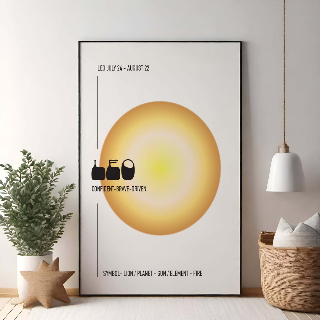 Zodiac Poster Leo, Leo Wall Art Zodiac Poster, Leo Art, Aries Gift, Leo ...